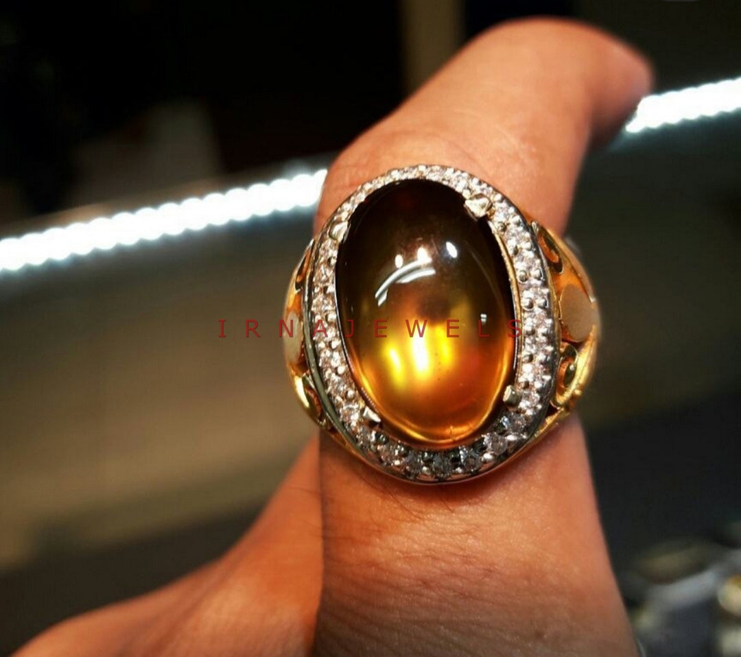 Natural Citrine Ring for Men 925 Sterling Silver AAA - Etsy