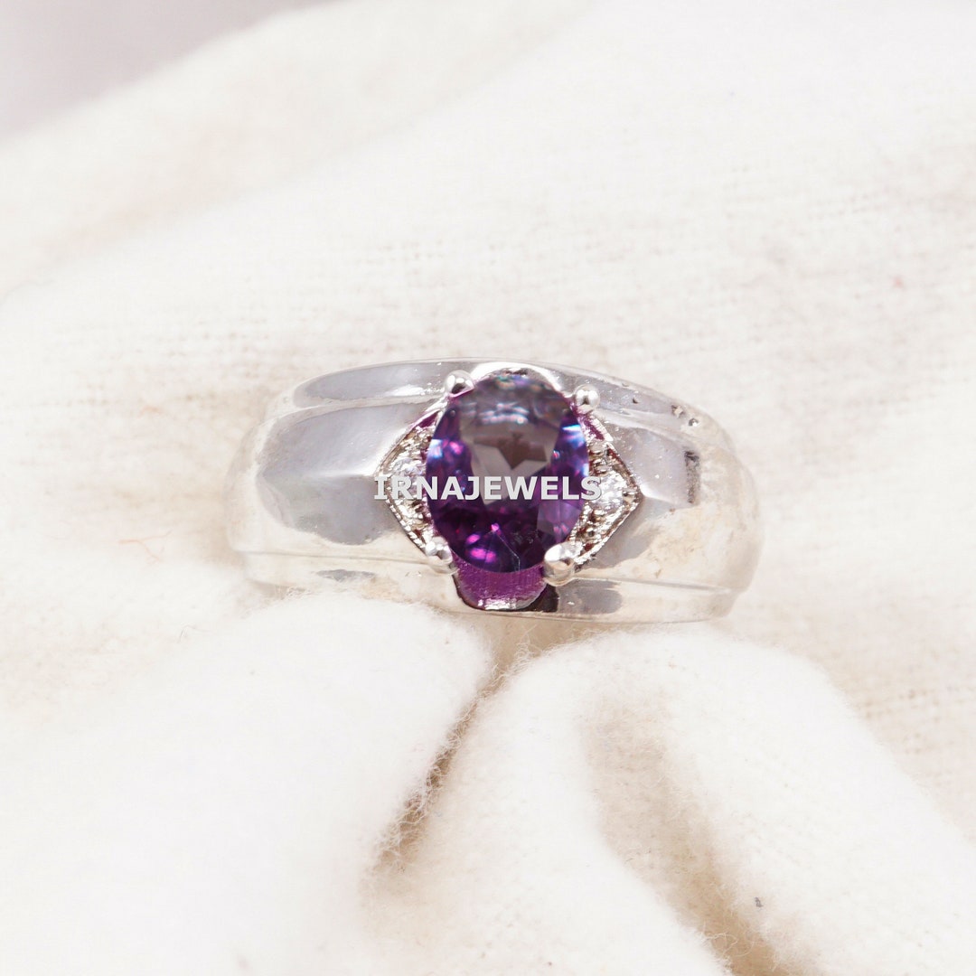 Alexandrite Mens Ring 925 Sterling Silver, Personalized Gift, AAA ...