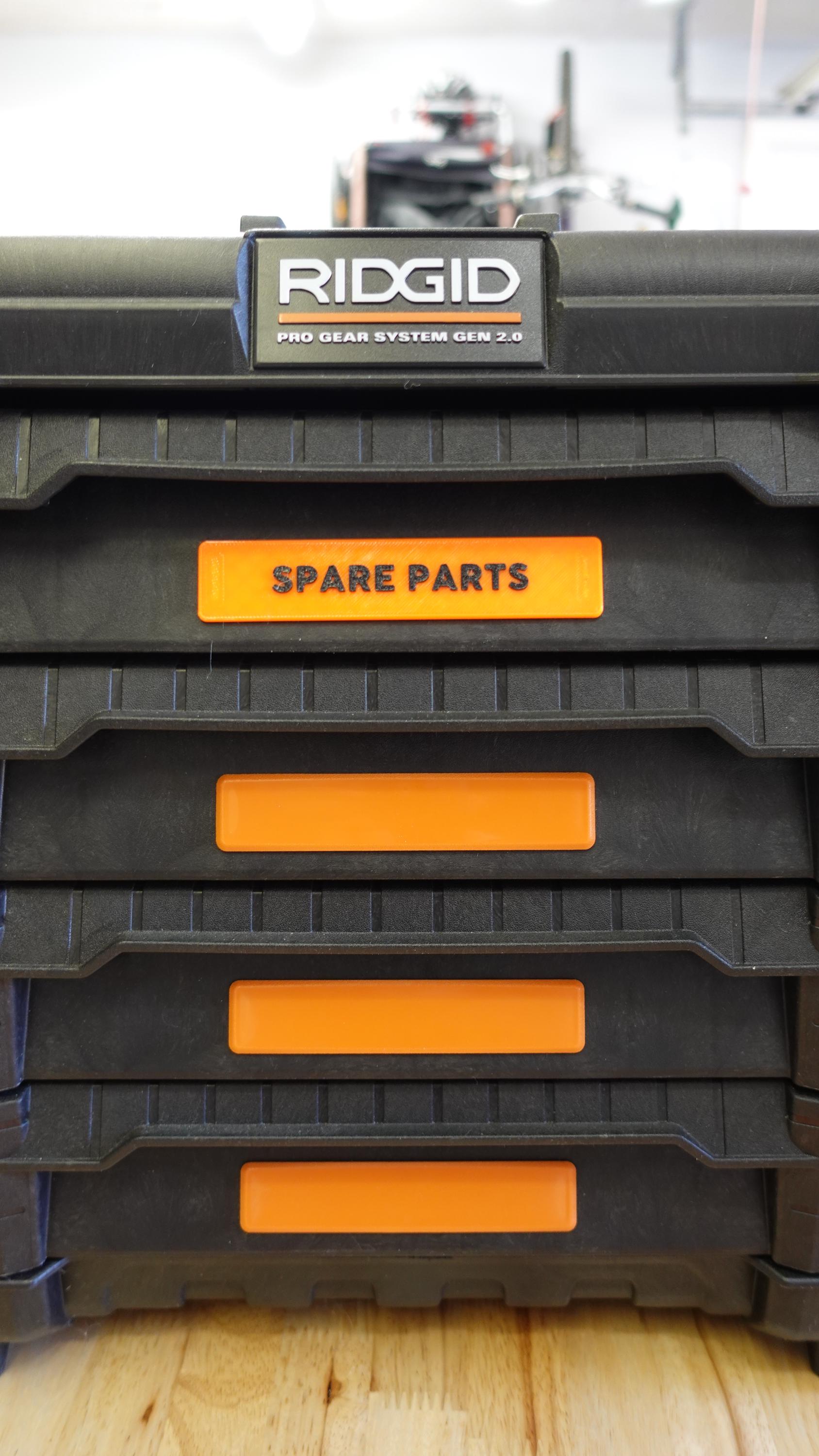 Ridgid Pro Gear Gen 2.0 Replacement Labels - Custom Snap-in Nameplates ...
