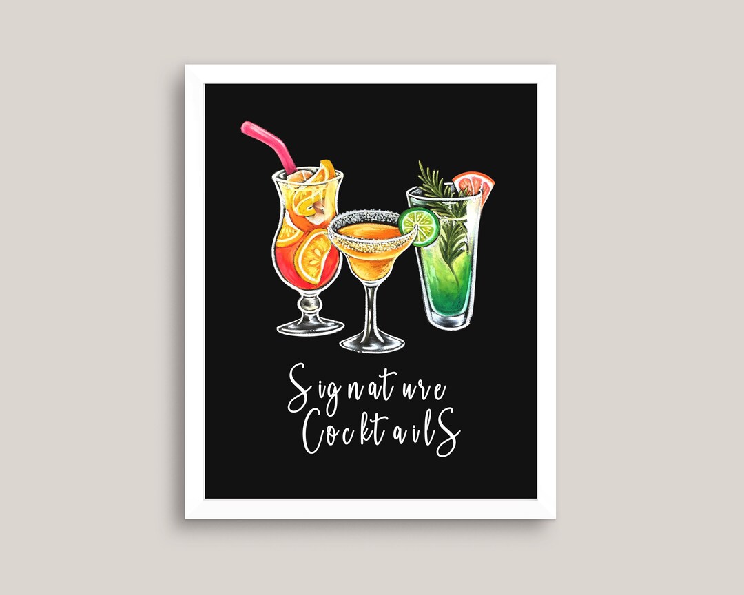 Printable Blackboard Cocktail Bar Menu Kitchen Deco Wall Art - Etsy