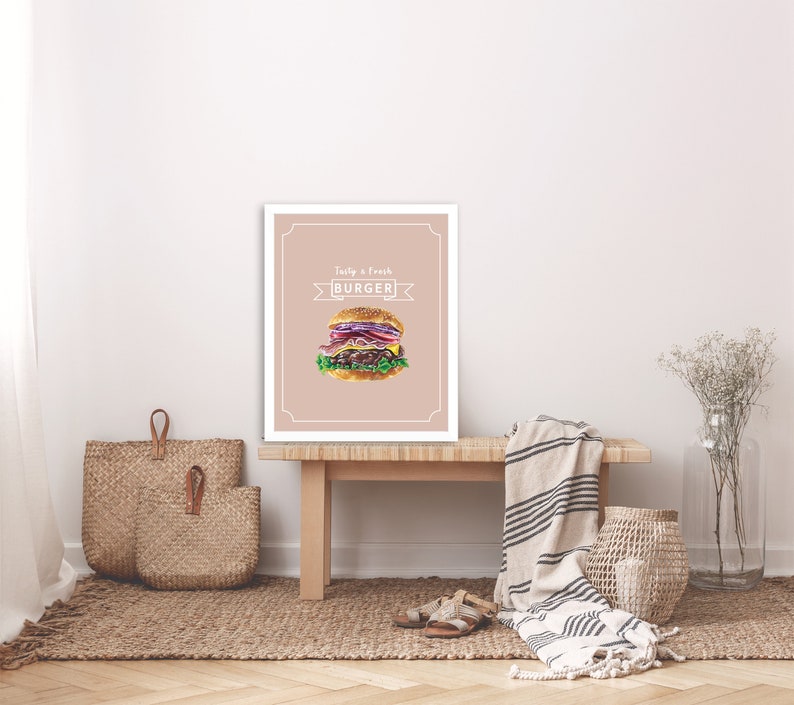 Printable, Burger, Hamburger Kitchen Wall Art, Kitchen Deco, Home Deco ...