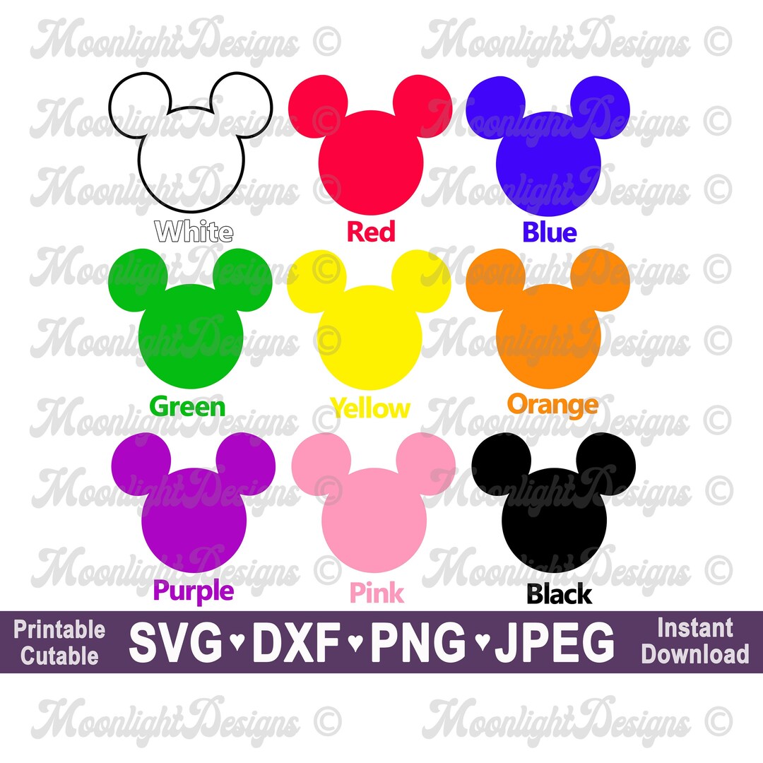 Mickey Shaped Colors - SVG, DXF, PNG, Jpeg- Instant Zip File Download ...
