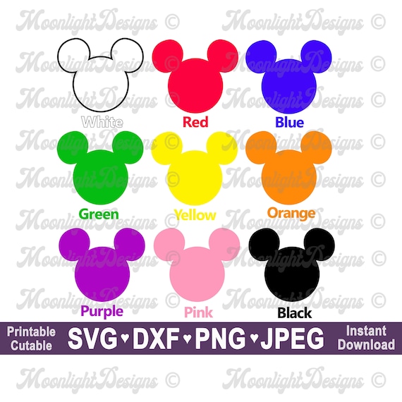Mickey Shaped Colors SVG DXF PNG Jpeg Instant Zip File | Etsy