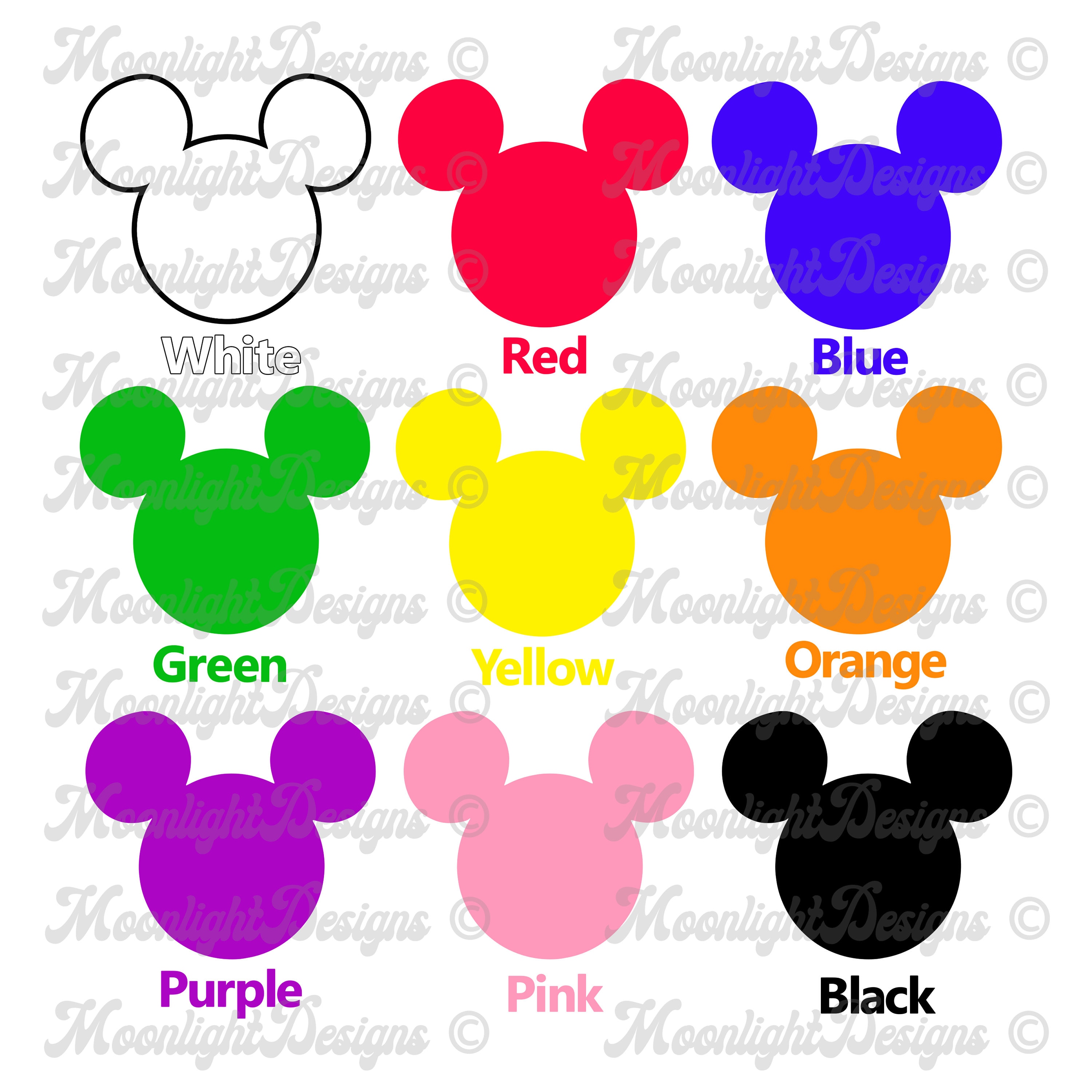 Mickey Shaped Colors - SVG, DXF, PNG, Jpeg- Instant Zip File Download ...