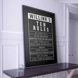 Jocko Willink's Ten Rules Poster: Navy Seal Inspiration - Etsy