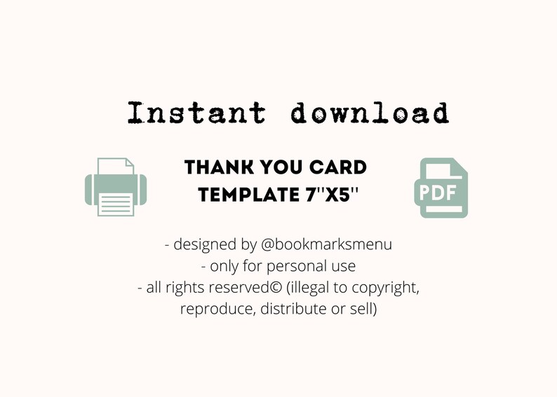 Printable PDF Digital Files of THANK YOU Card. 3 Greeting Card Print ...