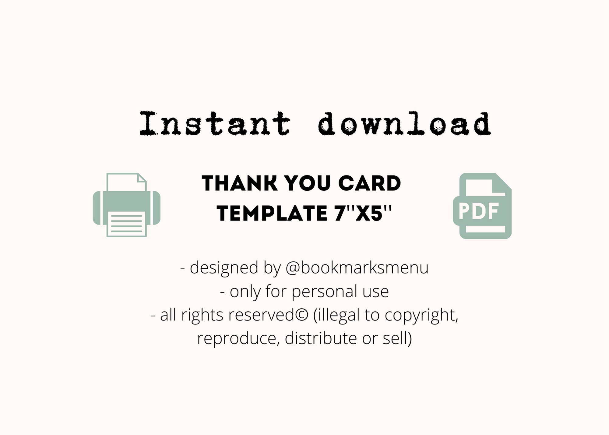Printable PDF Digital Files of THANK YOU Card. 3 Greeting Card Print ...