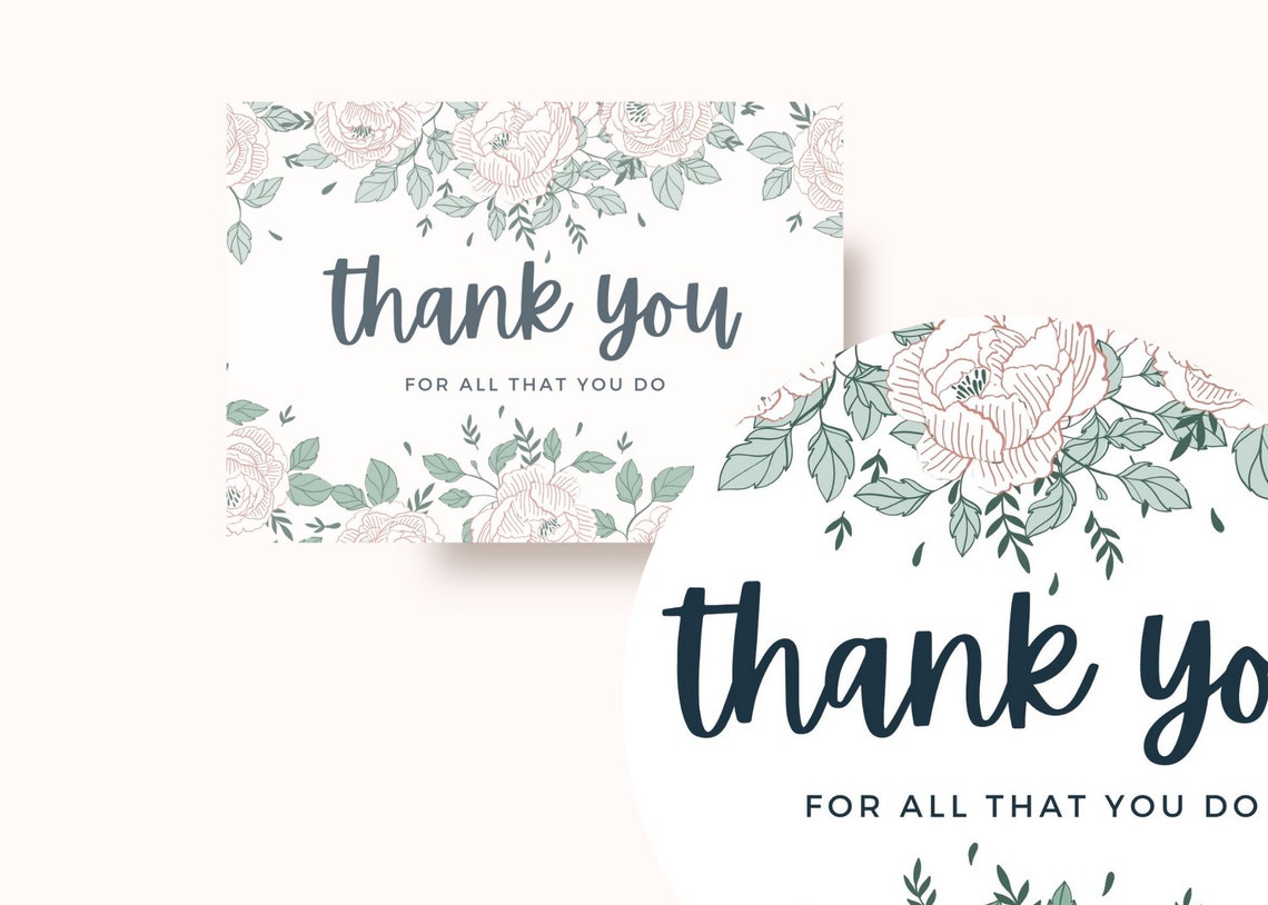 Printable PDF Digital Files of THANK YOU Card. 3 Greeting Card Print ...