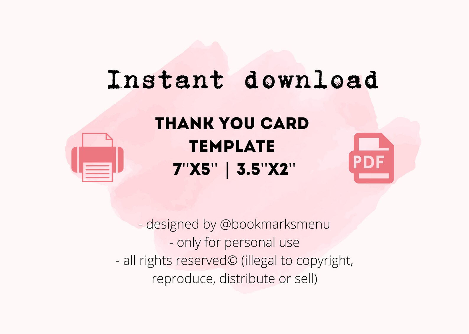 Printable PDF Digital Files of THANK YOU Card. Greeting Card Plus Bonus ...