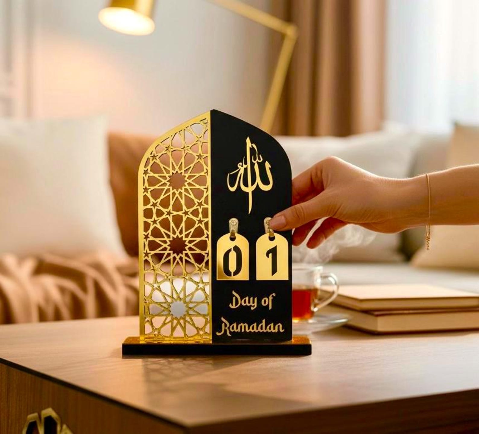Ramadan Calendar: Wooden and Acrylic Ramadan Decoration, Islamic Table ...