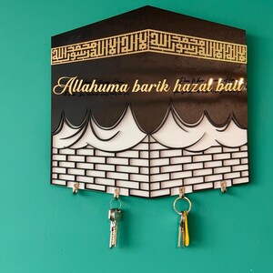 Key Holder for Wall Wood Acrylic 3D Kaaba Islamic Key Holder for Wall ...