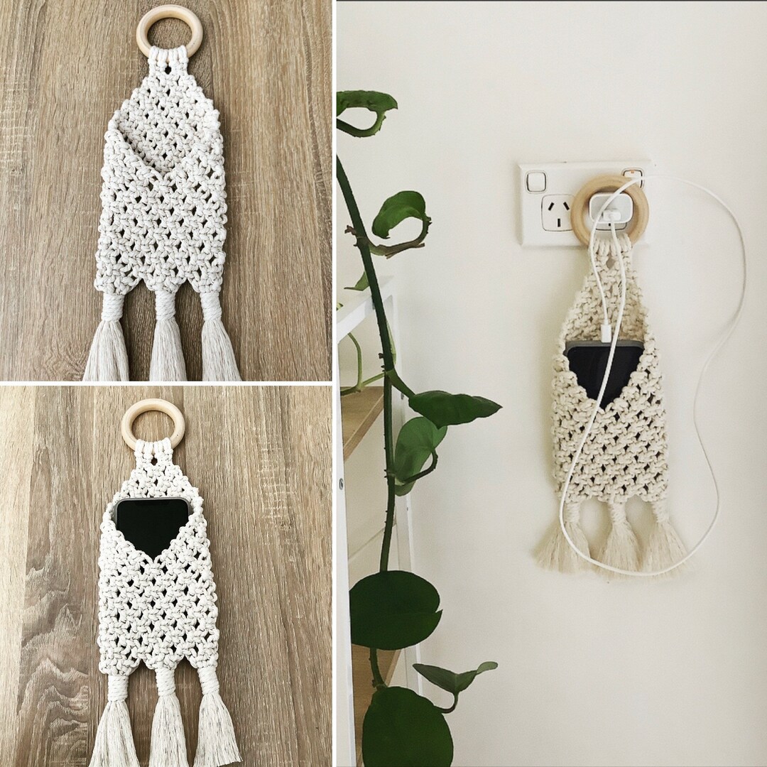 Macrame Mobile Phone Charging Holder - Etsy