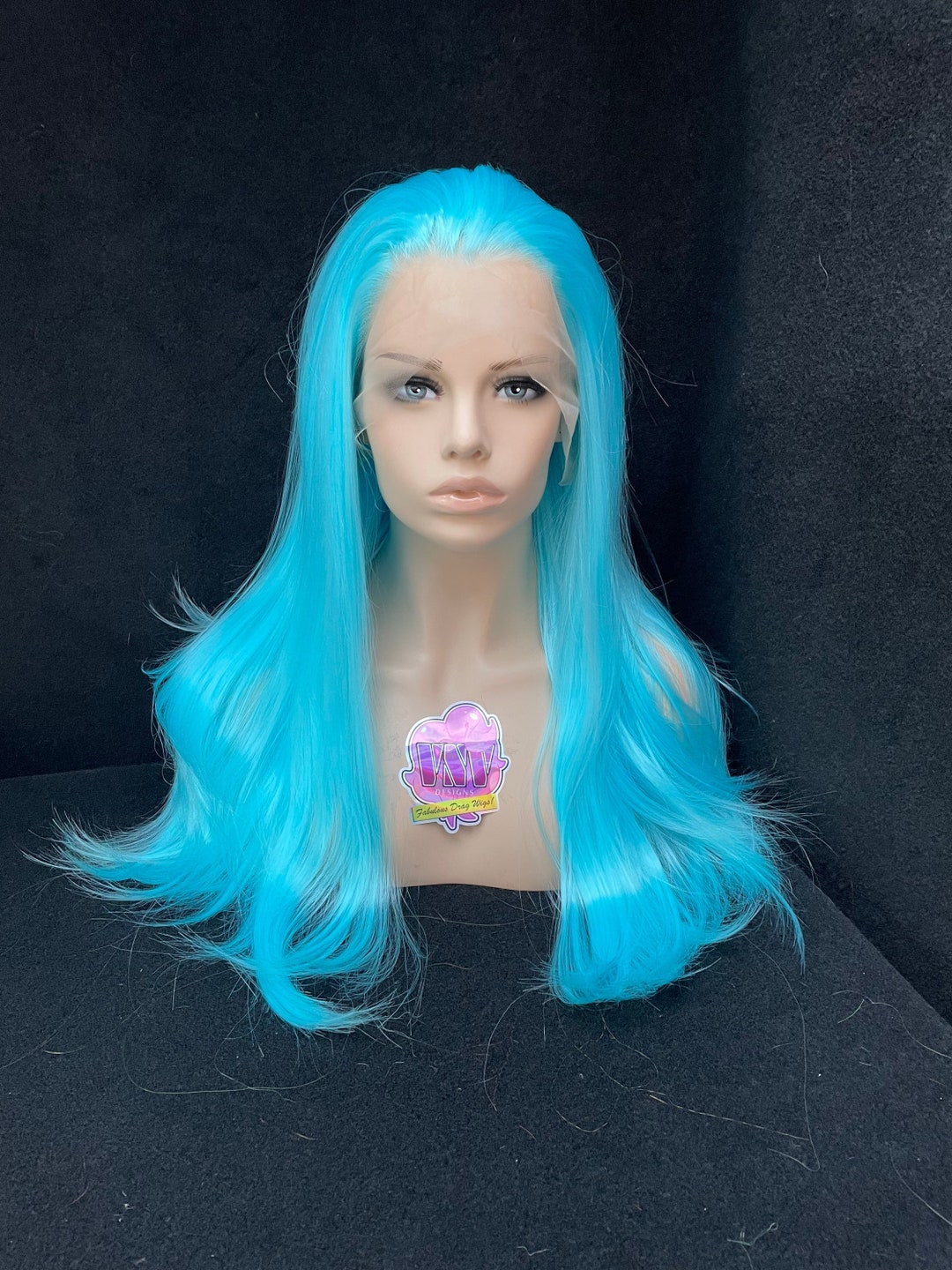 Light Blue Straight Lace Front Wig - Etsy