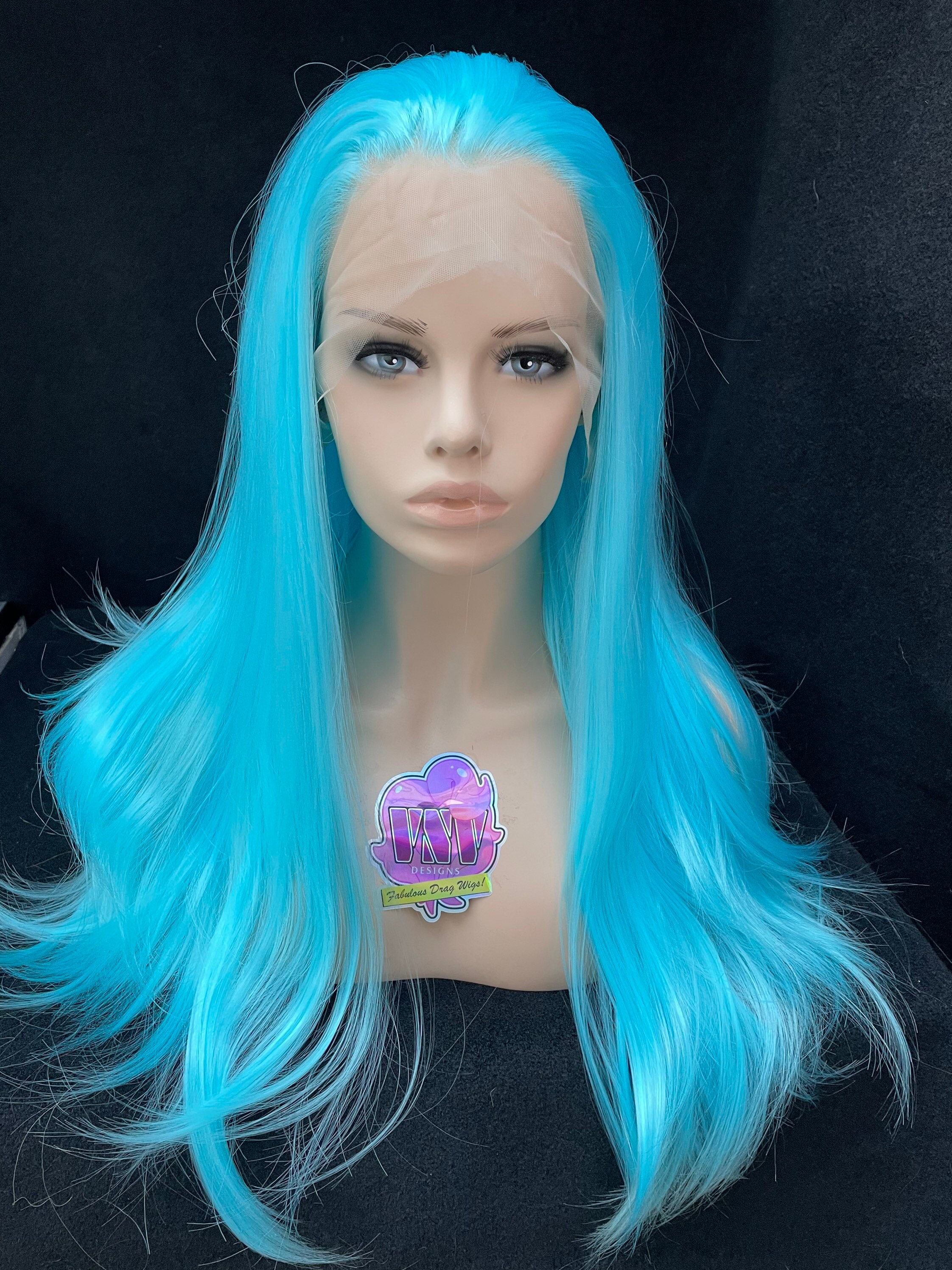 Light Blue Straight Lace Front Wig - Etsy