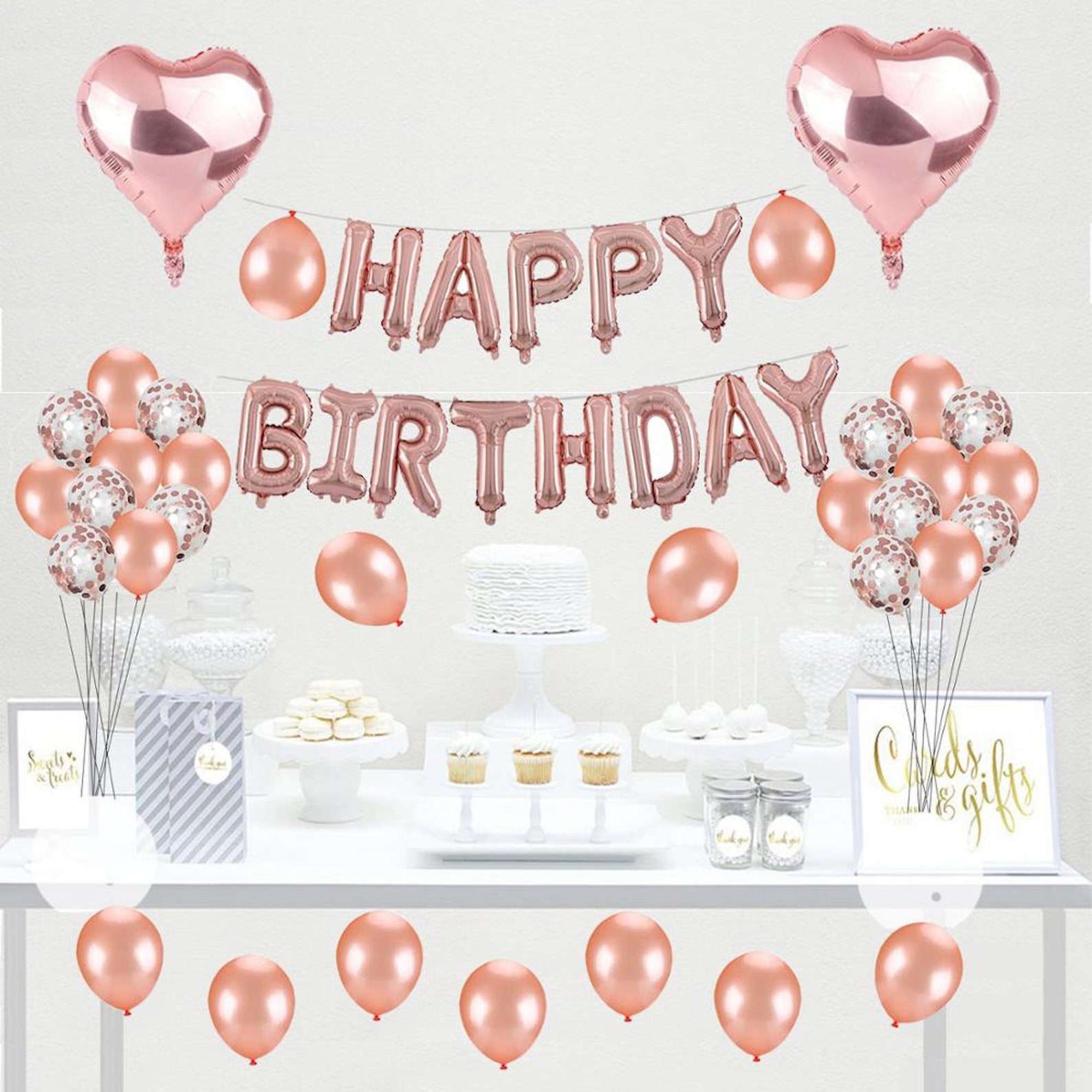 Rose Gold Party Decoration Set With Champagne Bottle Happy - Etsy