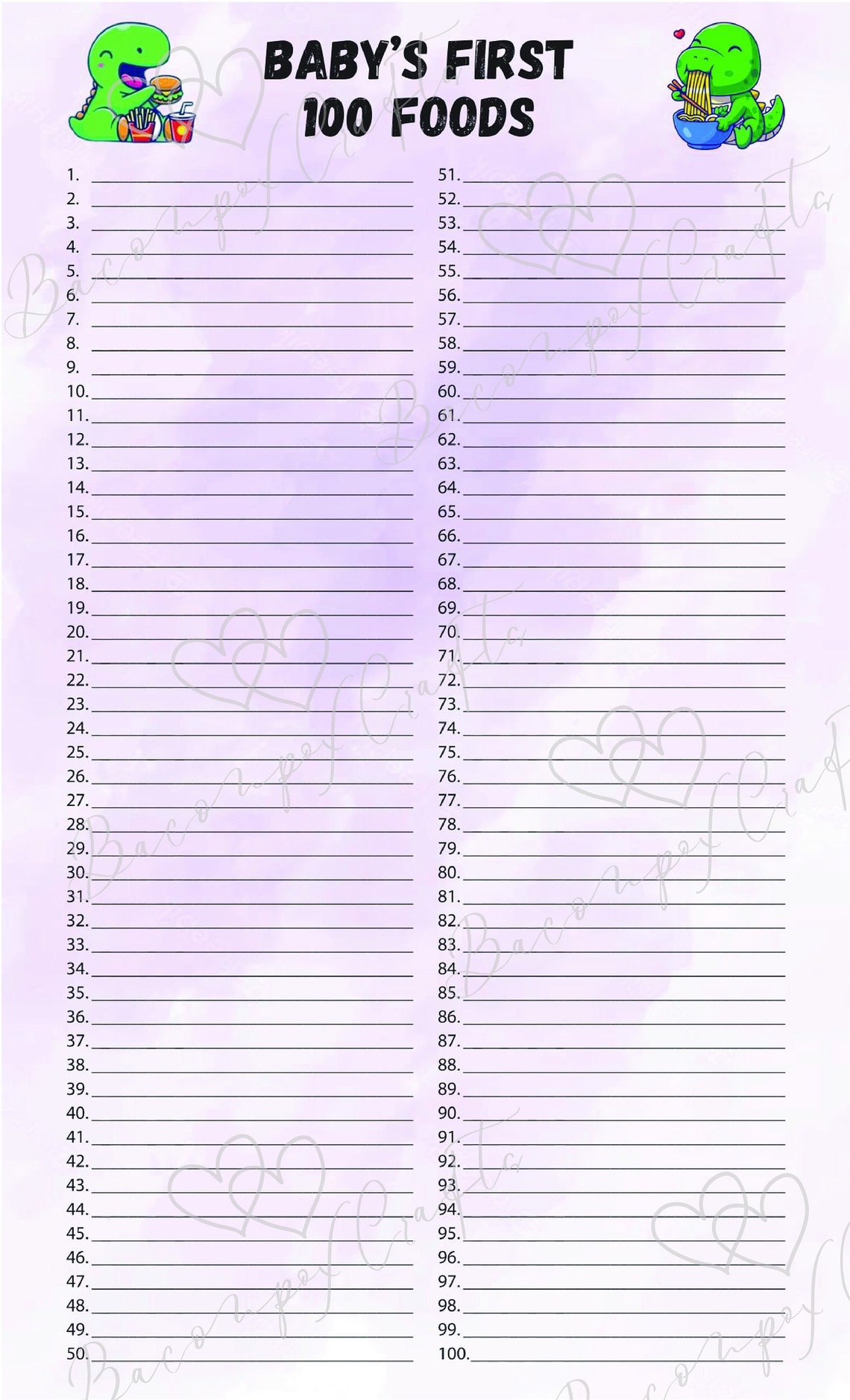Baby's First 100 Foods Tracker - Digital Download - Editable - Etsy