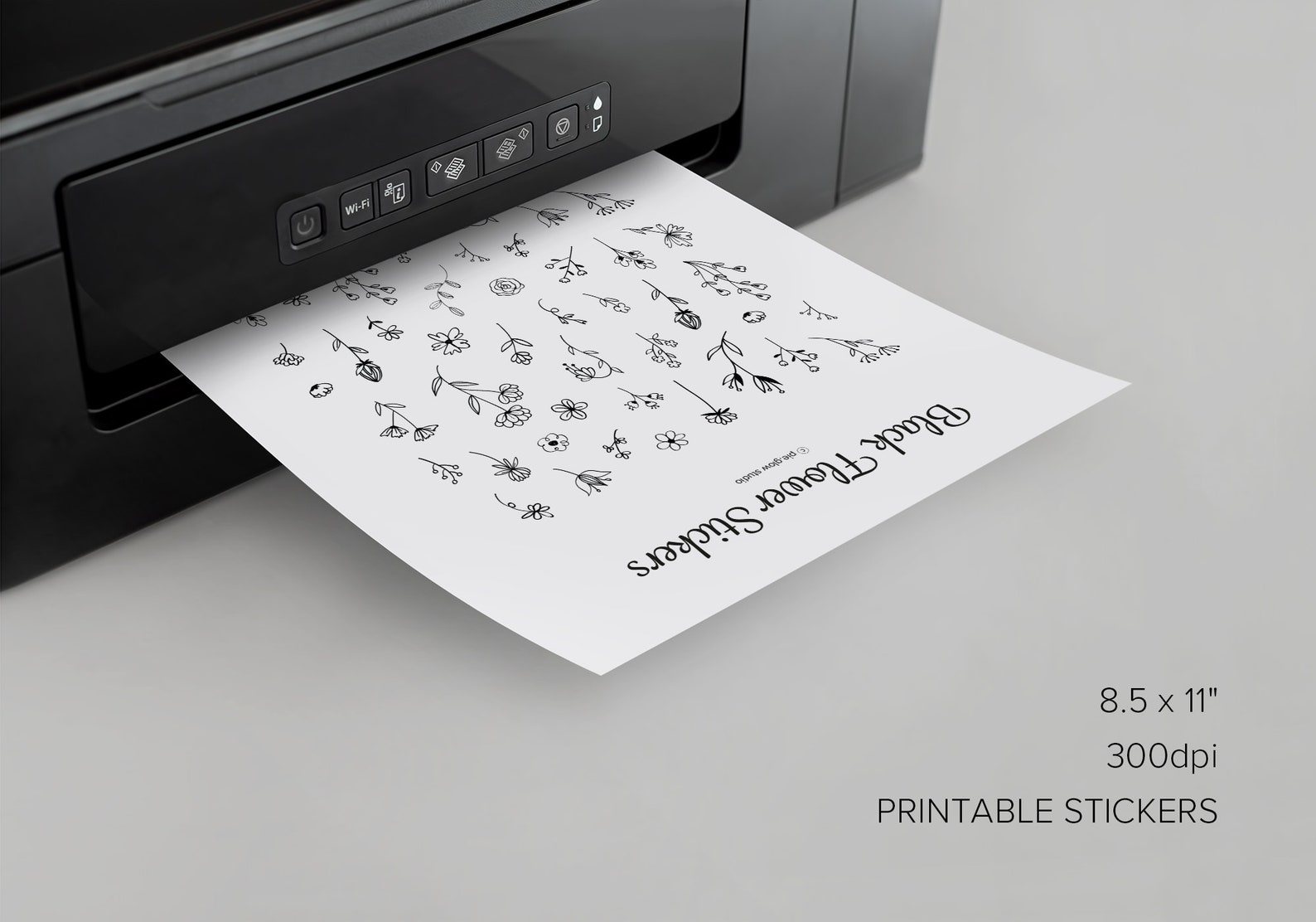 Printable Black Flower Stickers Digital Stickers Planner - Etsy