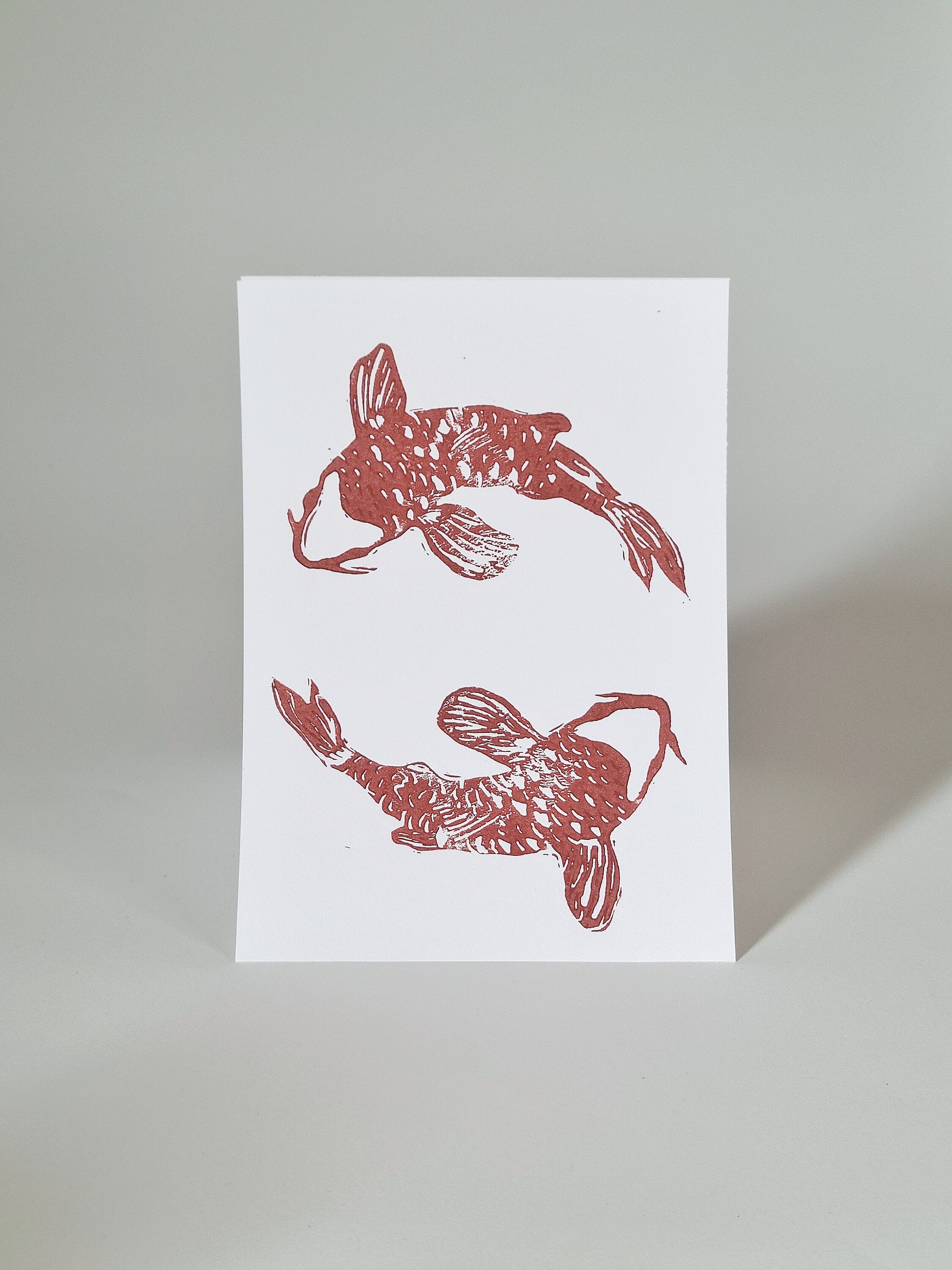 Koi Fish Pond, Hand-carved Monochrome Linocut Print - Etsy