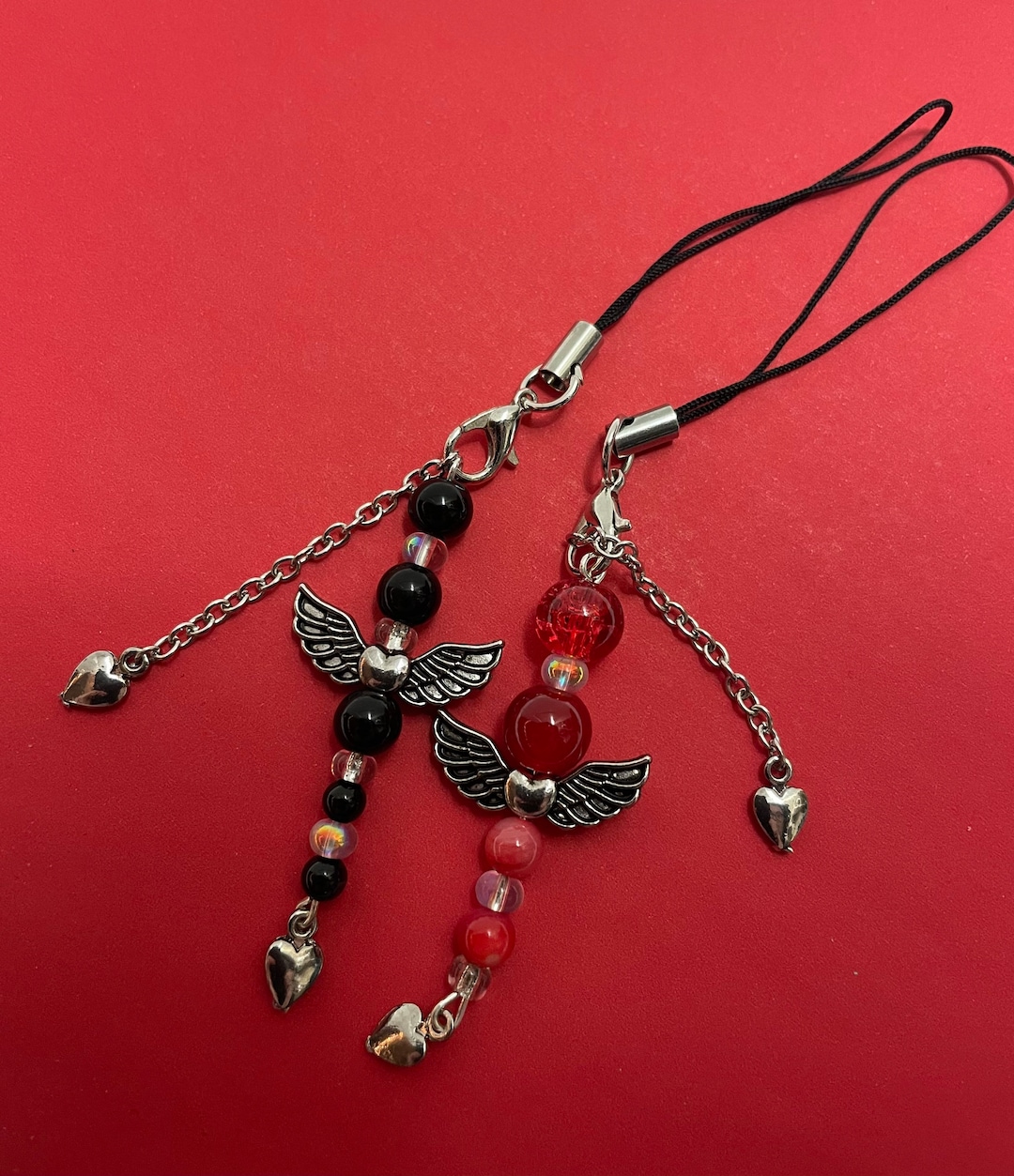 Matching Red and Black Heart Phone Charms! - Etsy