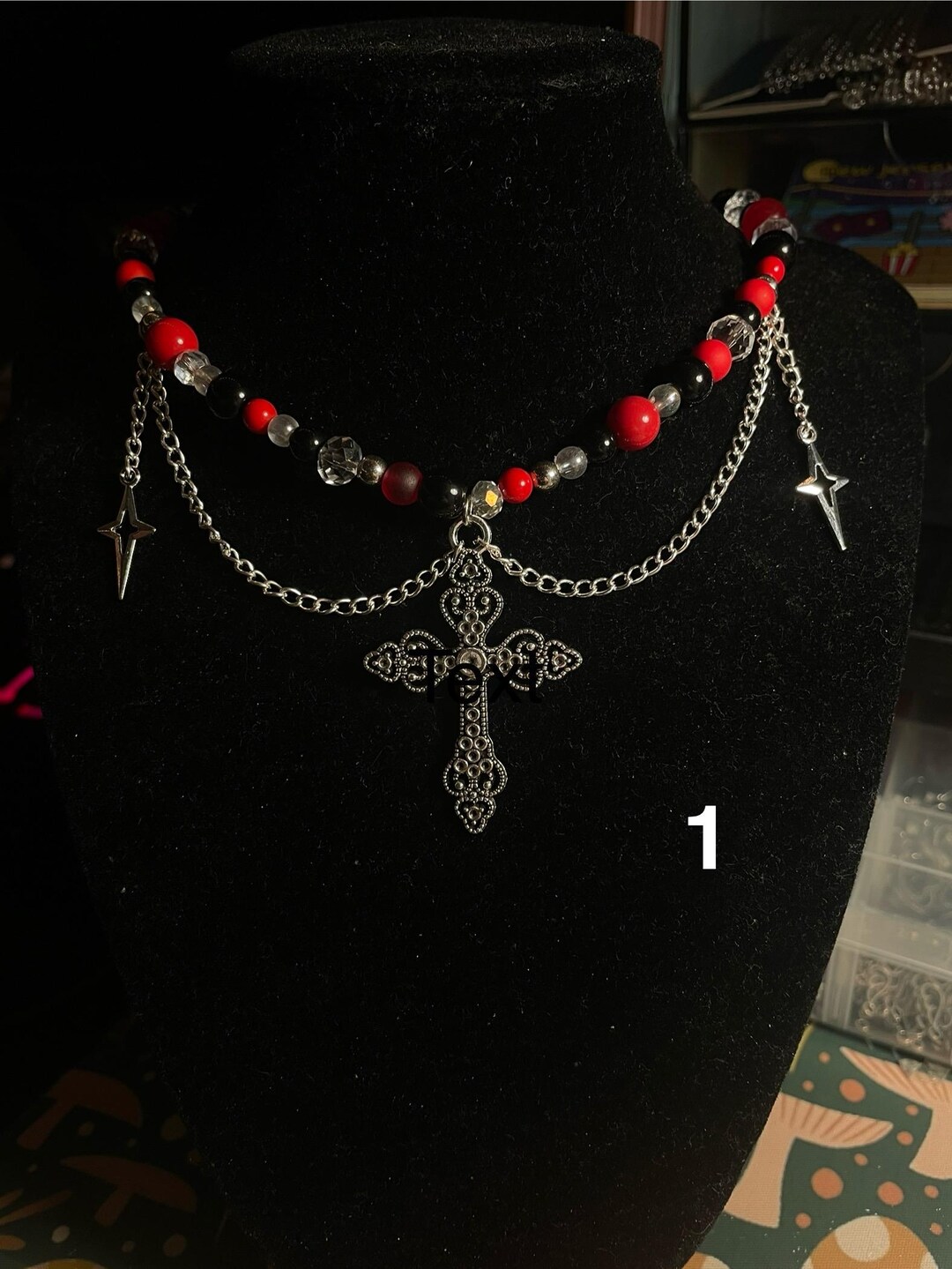 Red and Black Cross Necklace! - Etsy