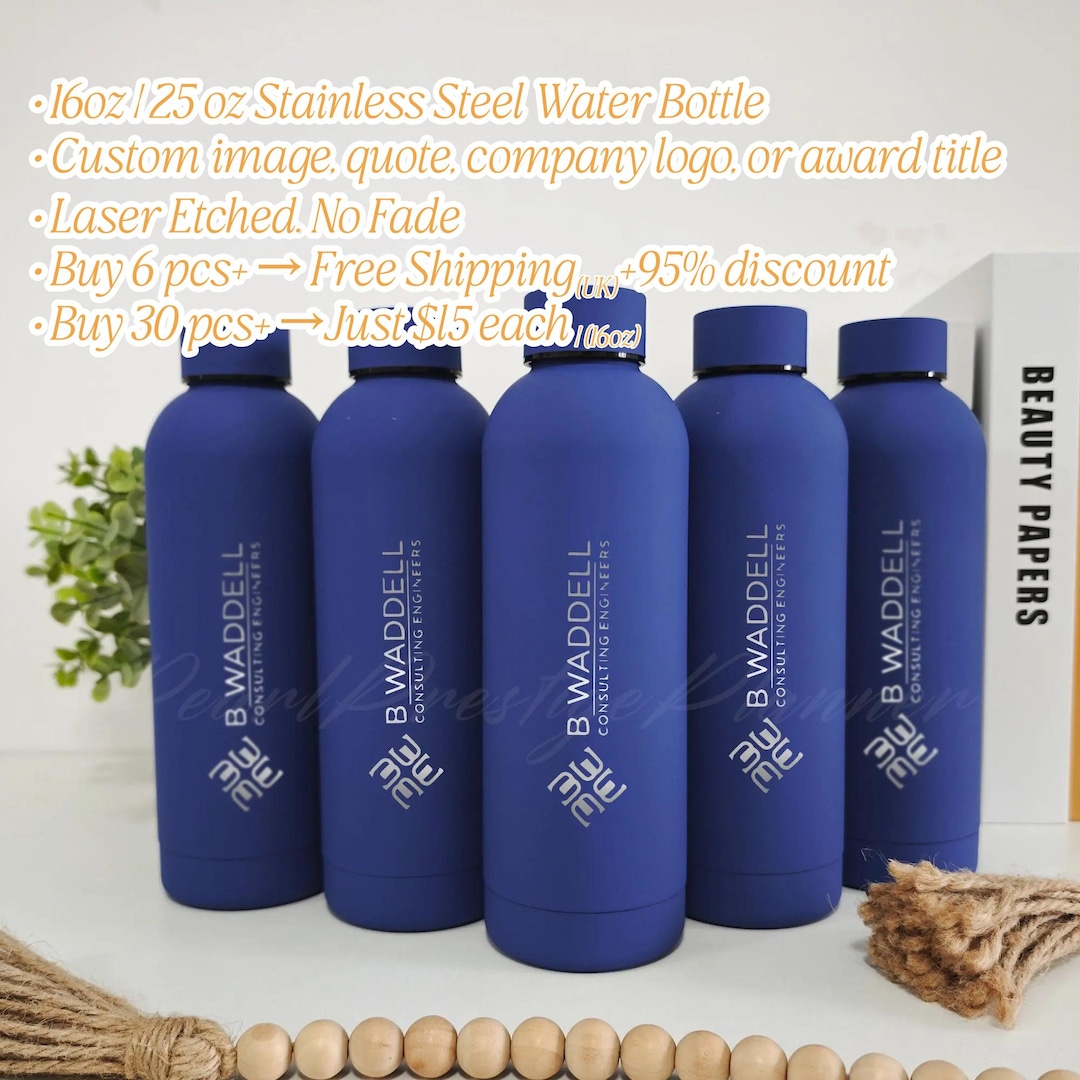 Custom Engraved Logo Water Bottle, Bulk Order Corporate Gifts, Employee ...