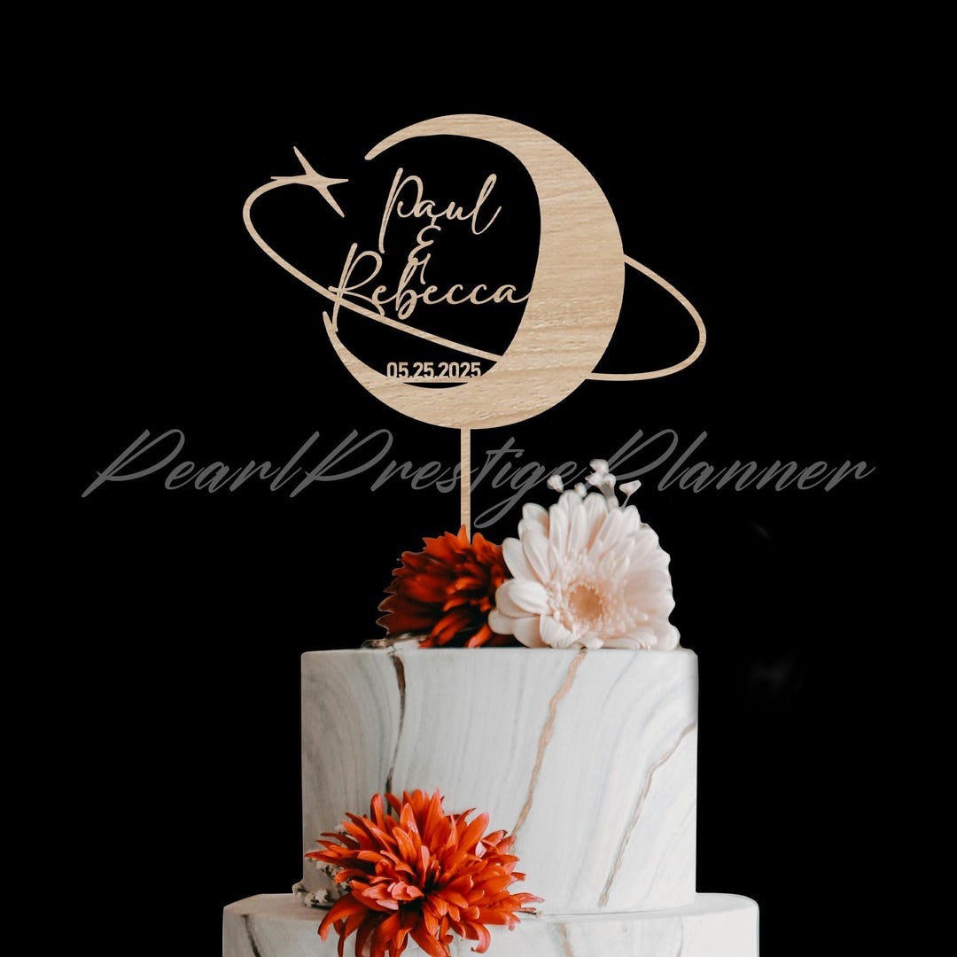 Custom Galaxy Cake Topper, Boho Wedding Cake Topper, Moon Cake Topper ...