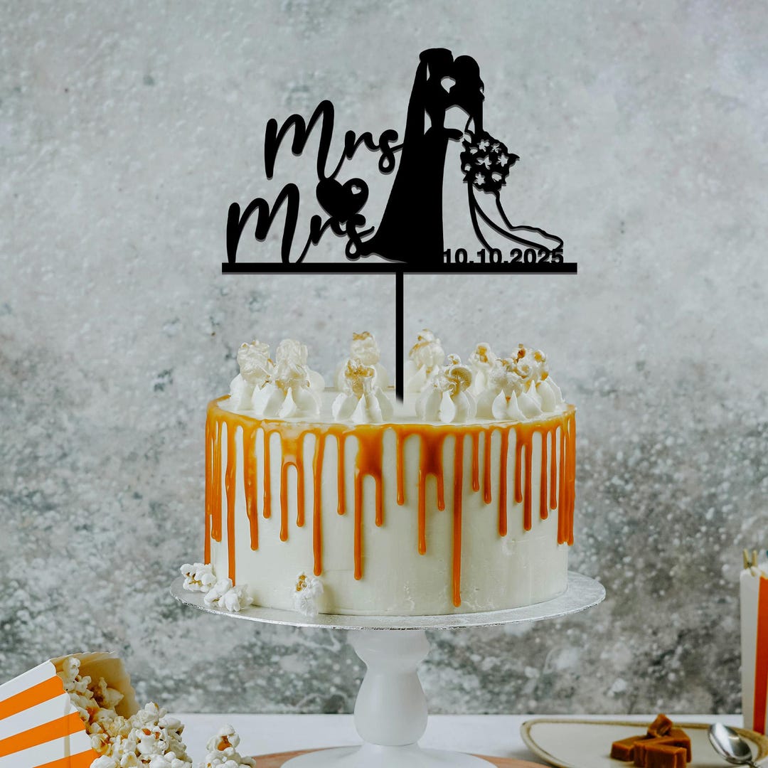 LGBTQ Wedding Cake Topper, Personalized Lesbian Cake Sign, Mrs and Mrs ...