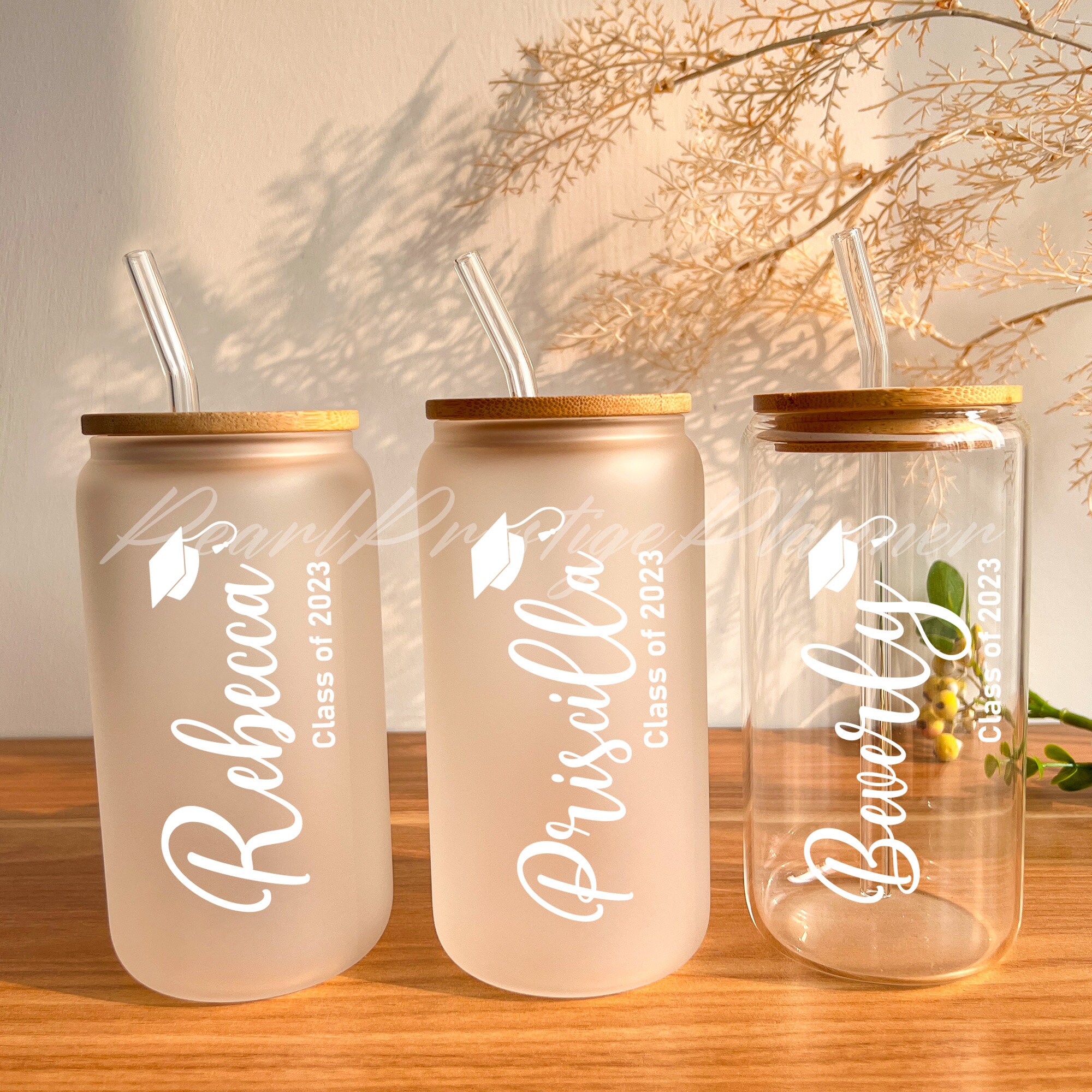 Personalized Graduation Cup With Lid, Graduation Iced Coffee Glass ...