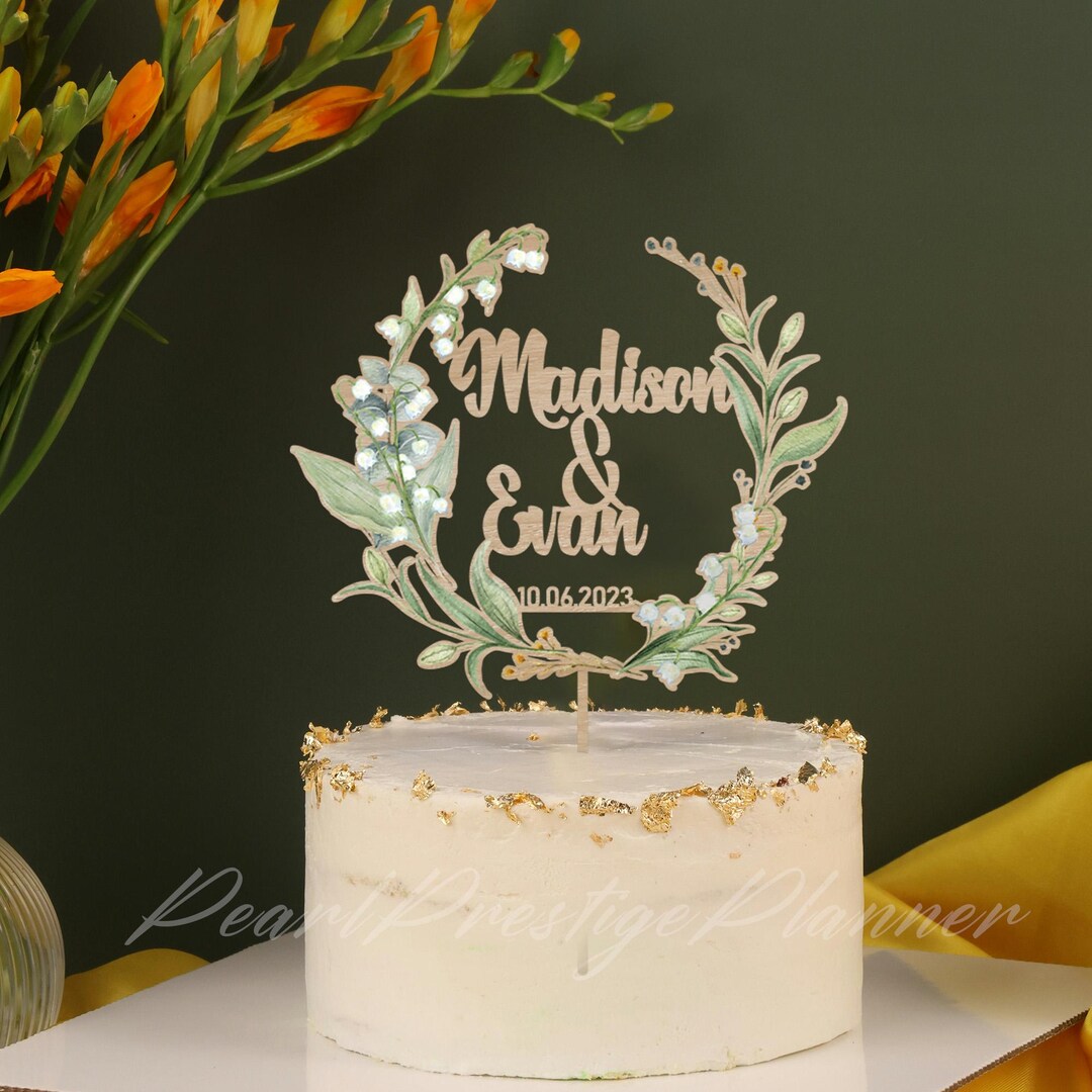 Wedding Cake Topper, Anniversary Cake Topper, Birth Month Flower Cake ...