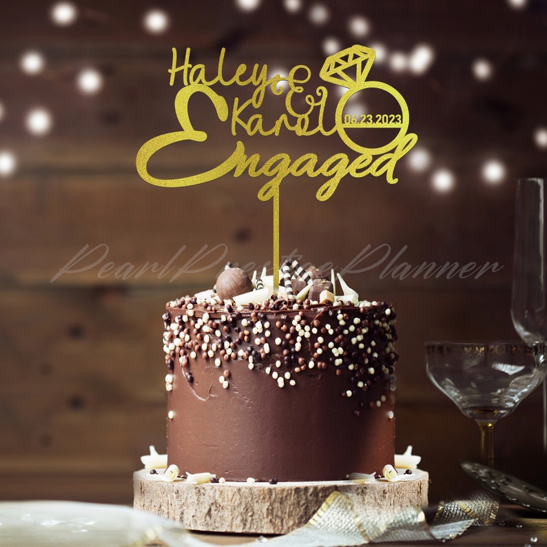 Personalized Engaged Cake Topper Minimalist Cake Topper Ring - Etsy