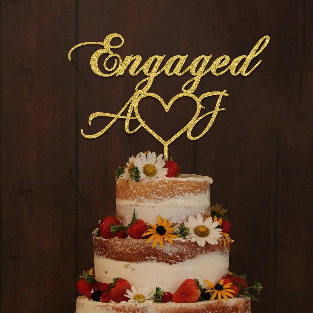 Engagement Cake Topper, Monogram Initials Cake Topper, Wedding Party ...