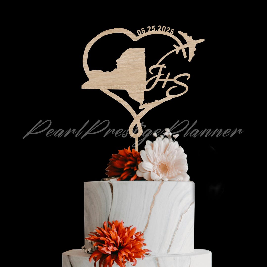 Wedding Map Cake Topper, Personalized Destination Wedding Decor, Travel ...