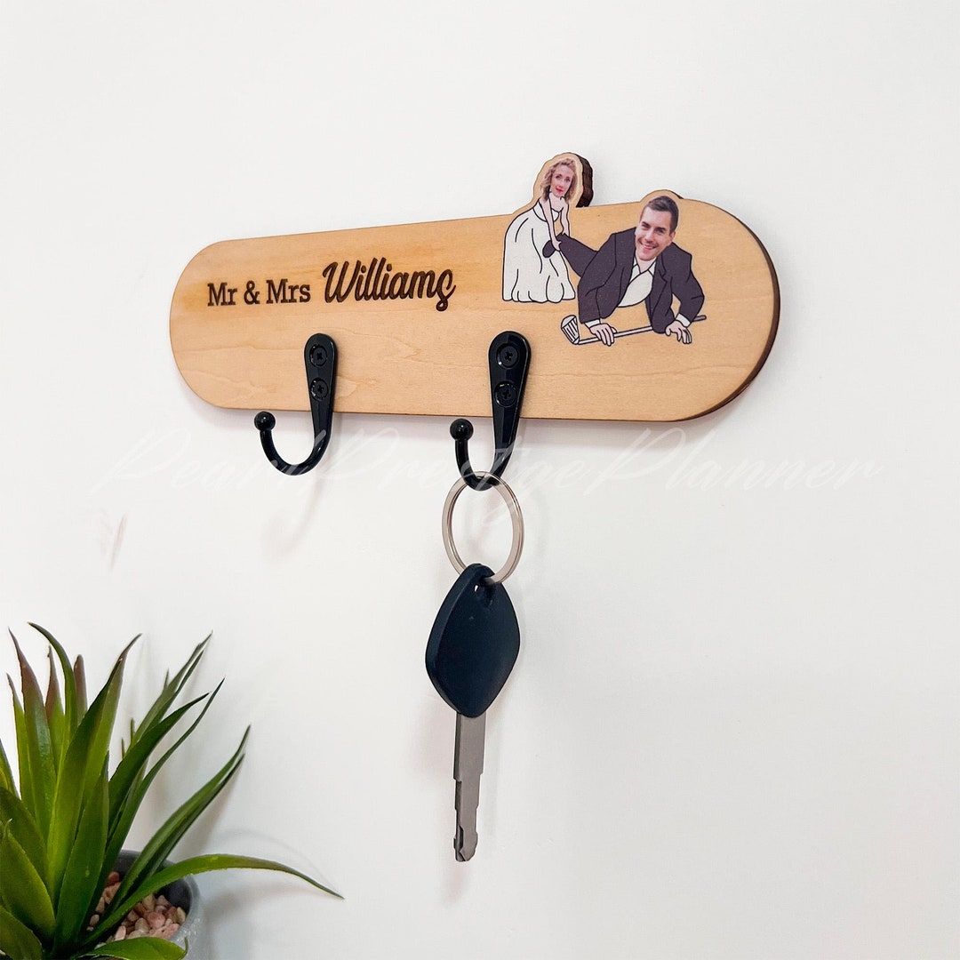 Funny Couple Key Holder, Custom Photo Entryway Organizer, Keychain ...