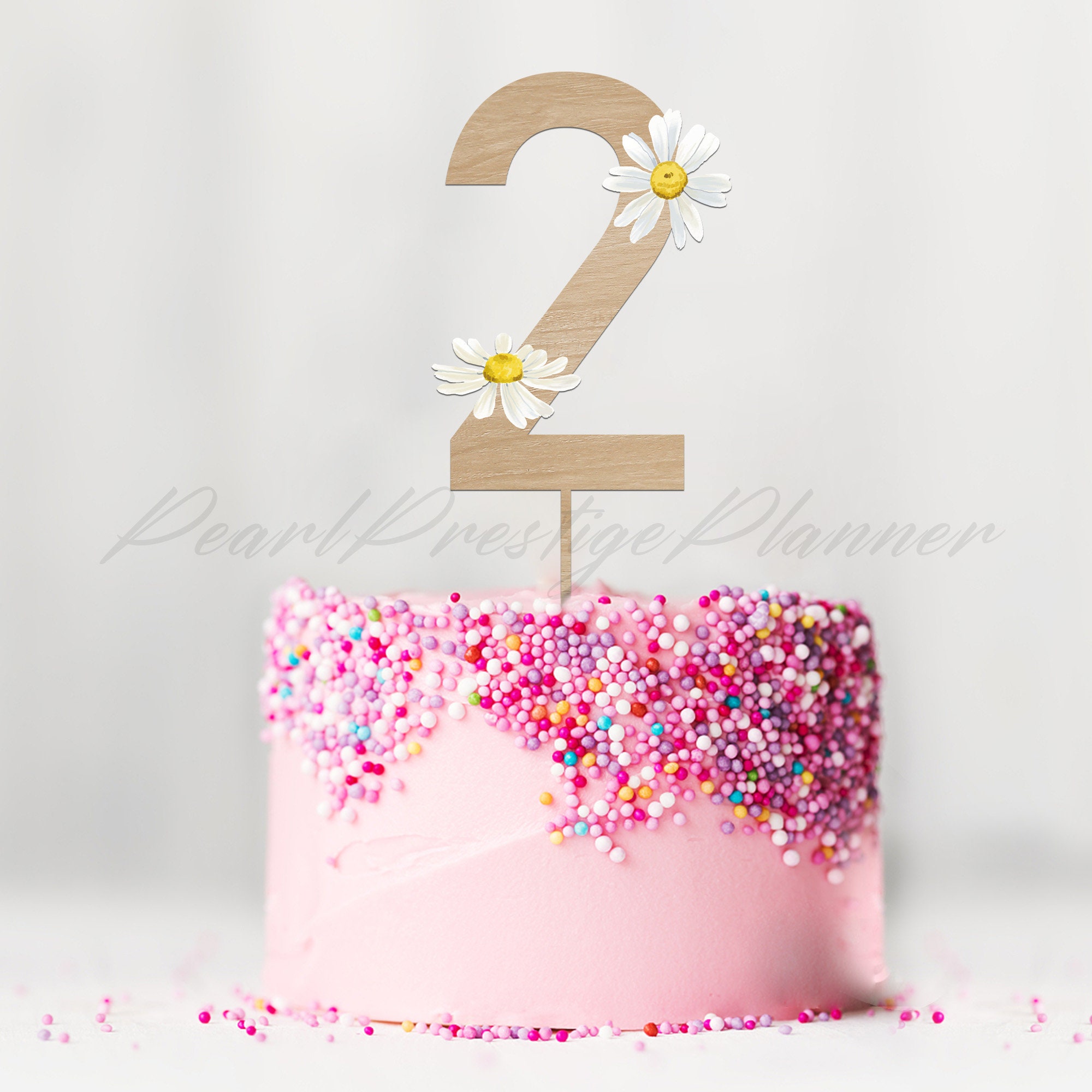 Daisy Birthday Cake Topper Custom Age Cake Topper Floral Etsy