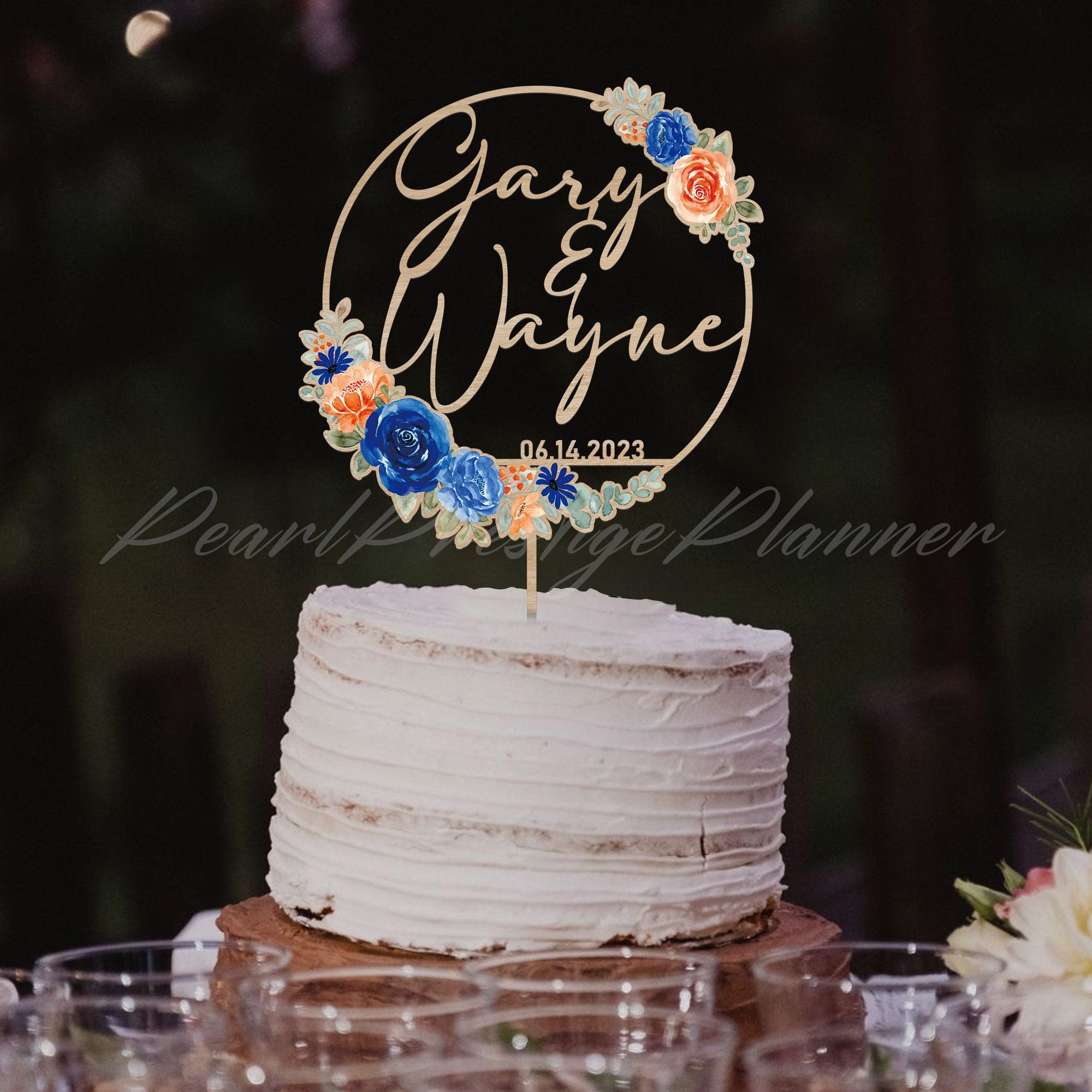 Botanical Wedding Cake Topper Custom Garden Cake Topper - Etsy