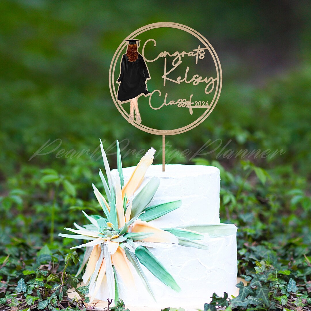 Class of 2024 Girl Congrats Graduation Cake Topper, Design Your Own ...