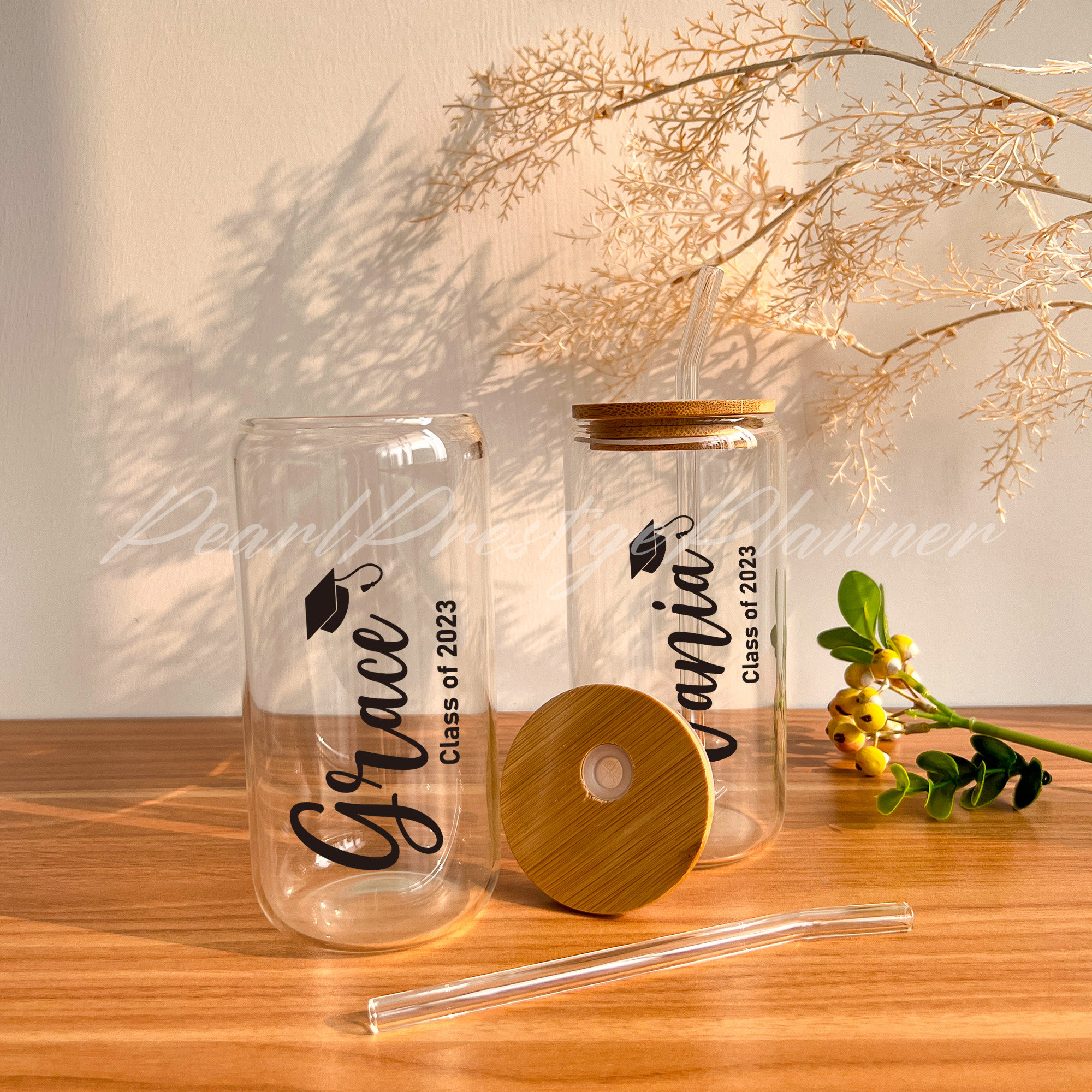 Personalized Graduation Cup With Lid, Graduation Iced Coffee Glass ...