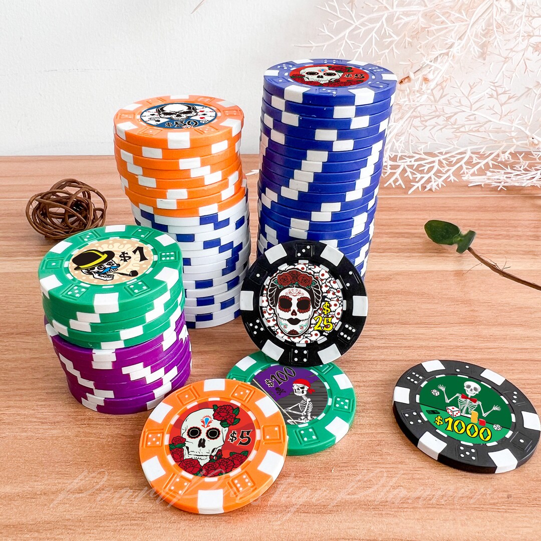 Skeleton Rose Poker Chips, Gift for Casino Enthusiasts, Full Color and ...