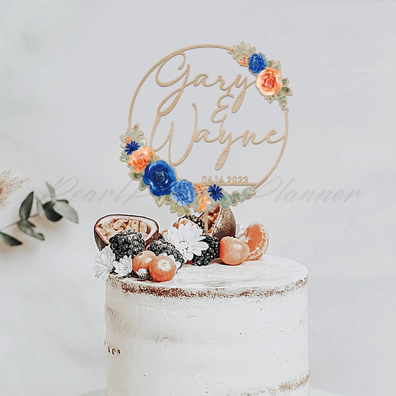 Botanical Wedding Cake Topper Custom Garden Cake Topper - Etsy