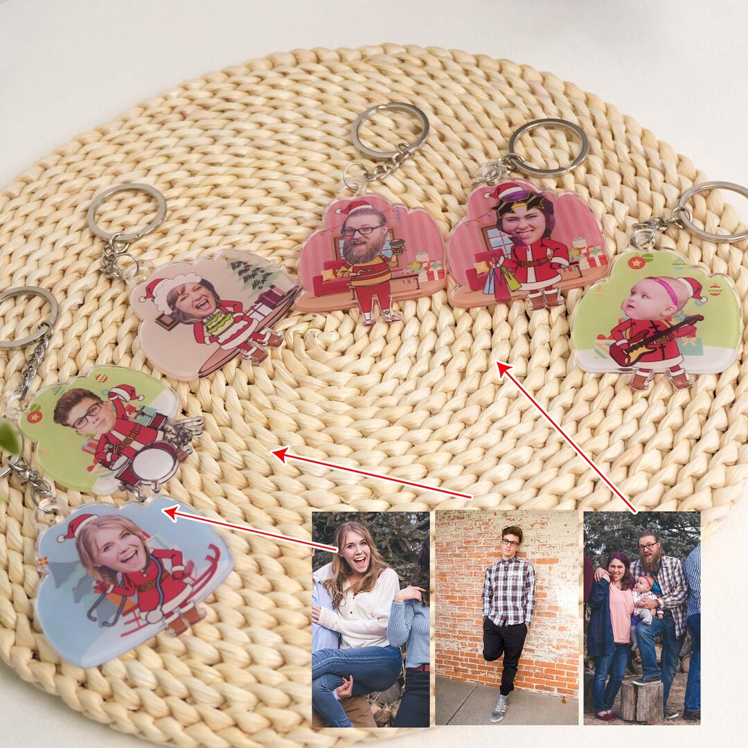 Personalized Family Portrait Keyring, Cartoon Body Keychains for Daddy ...