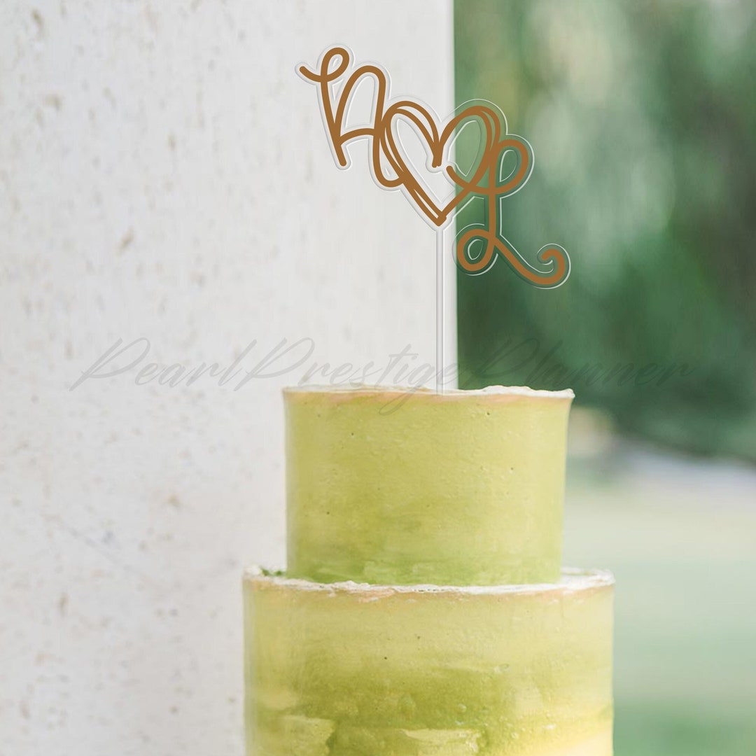 Monogram Wedding Cake Topper Clear Acrylic Cake Topper - Etsy