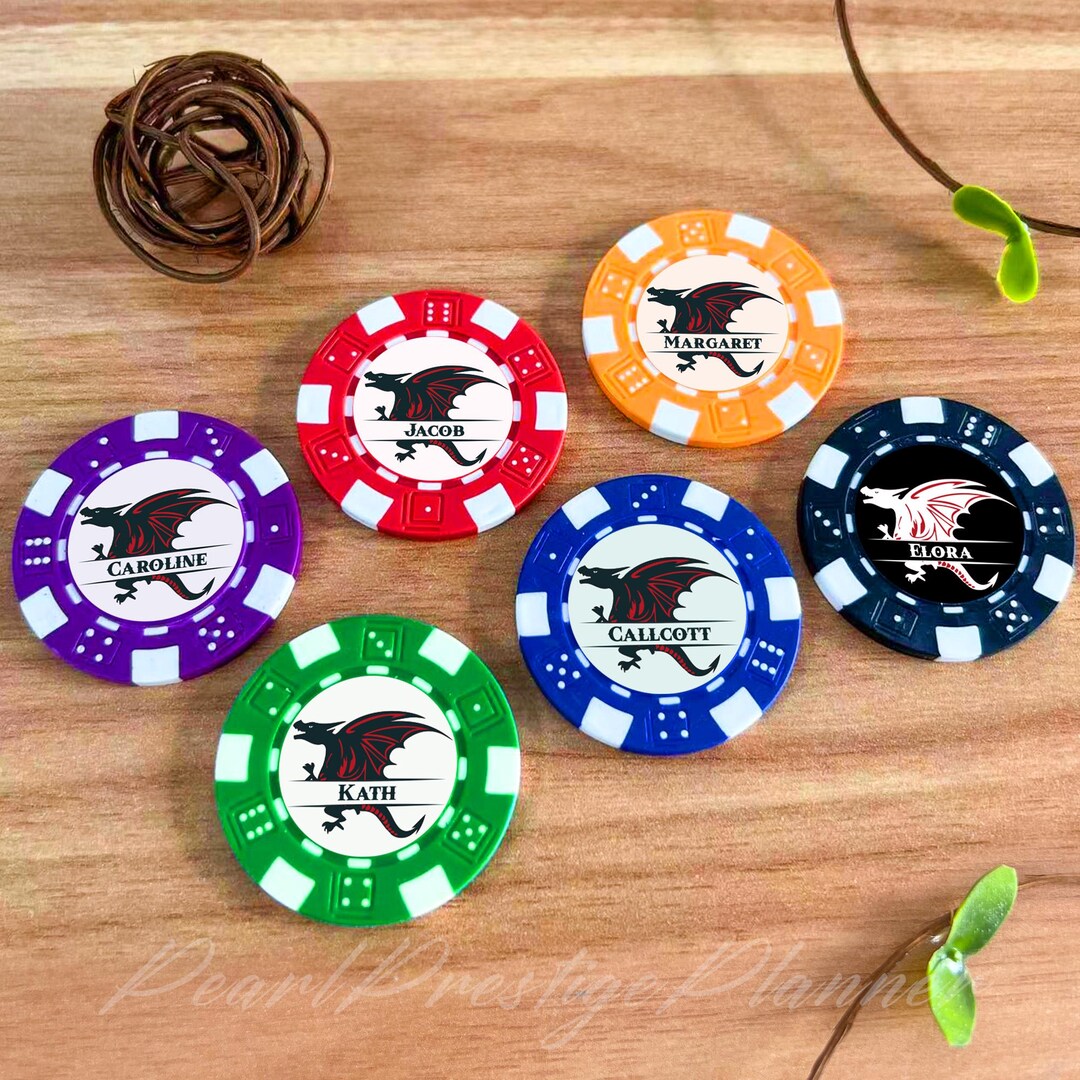 Medieval Dragon Poker Chips, Mythical Creature Drink Token With Name ...