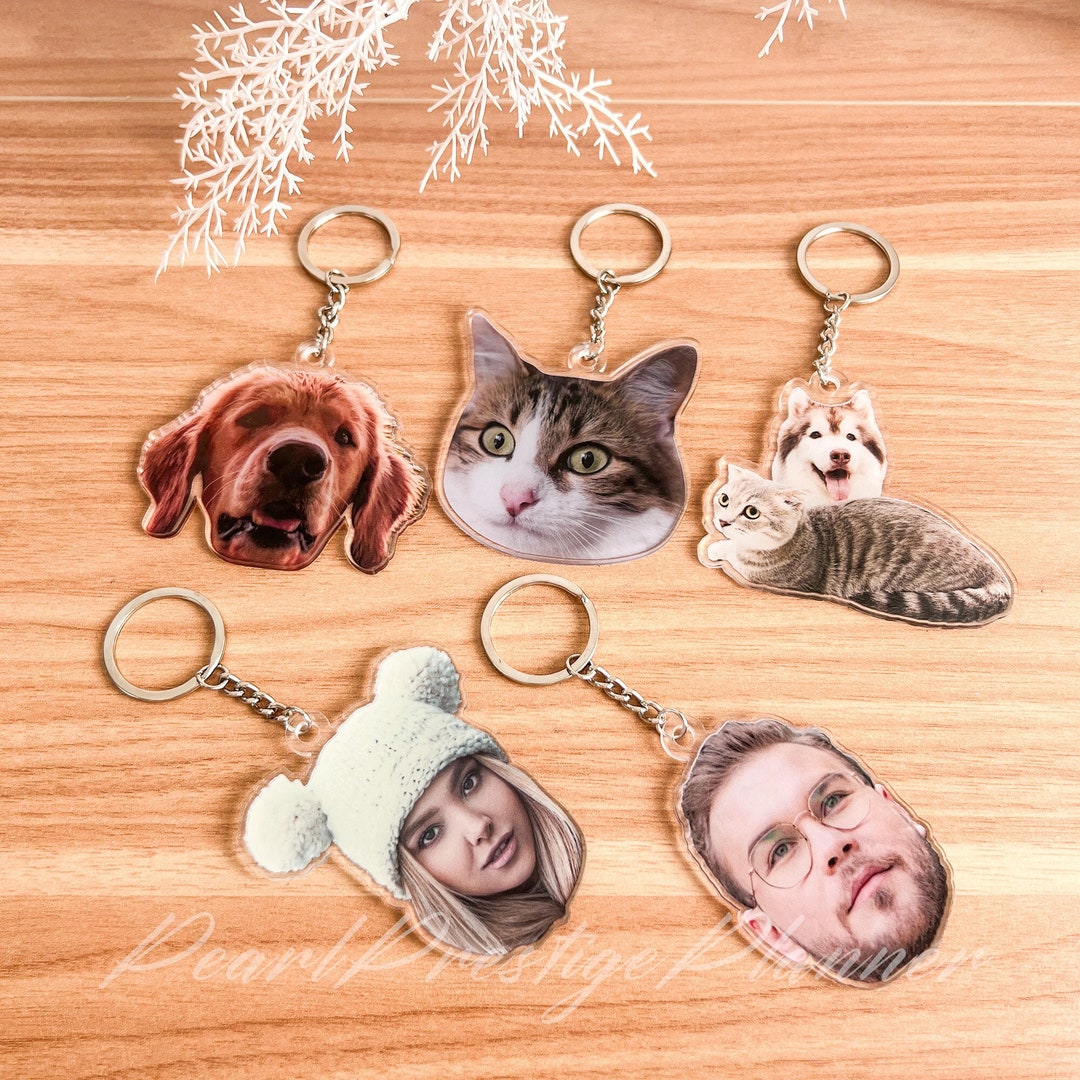 Custom Photo Keychain, Personalized Pet Portrait Keyring, Custom ...