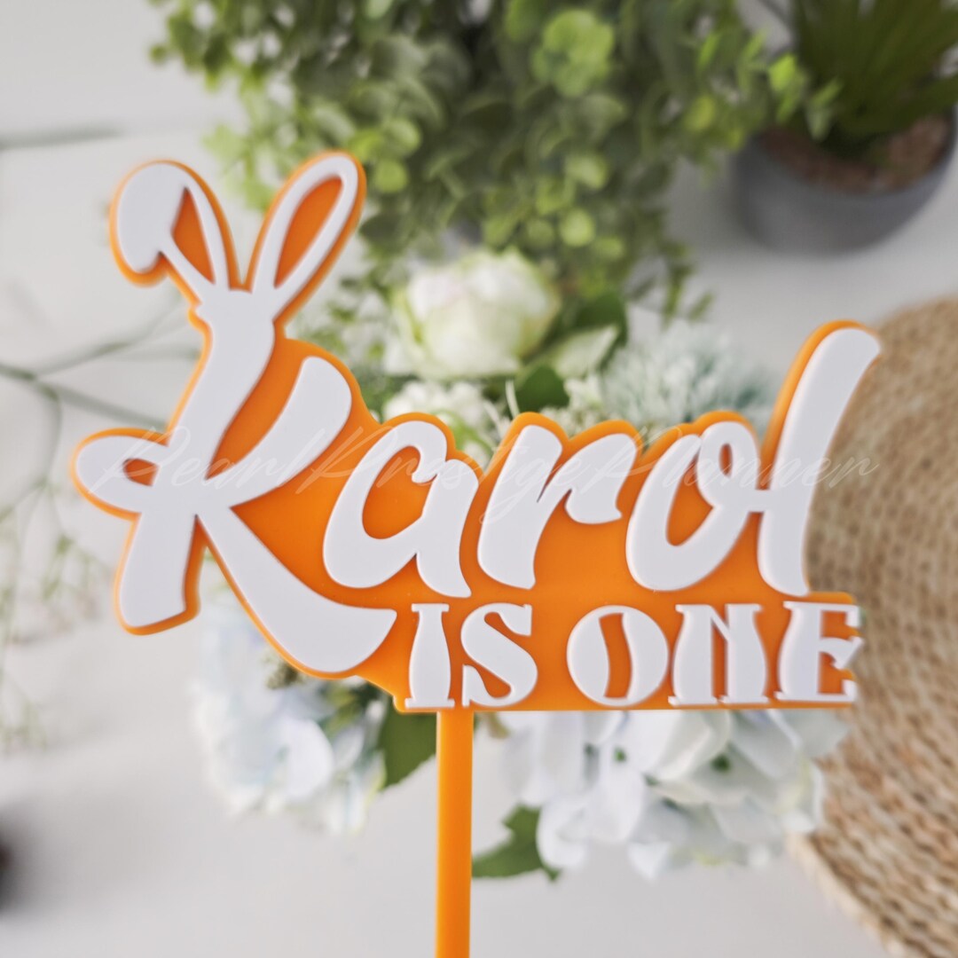 Double Layer Cake Topper, Rabbit Acrylic Cake Topper, 1st Birthday Cake ...