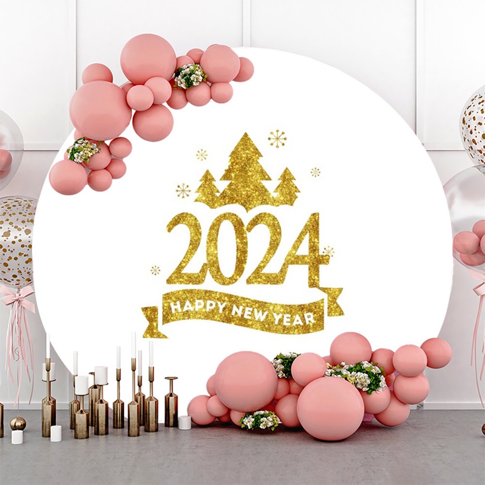 Happy New Year of 2024 Round Photography Round Backdrop Digital Light ...