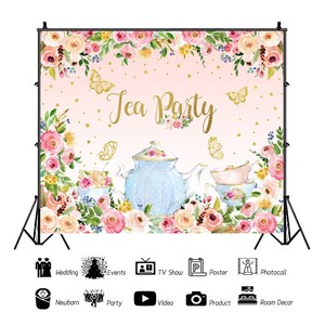 Tea Party Backdrop,flower Photograph Backdrop,babyshower Backdrop ...