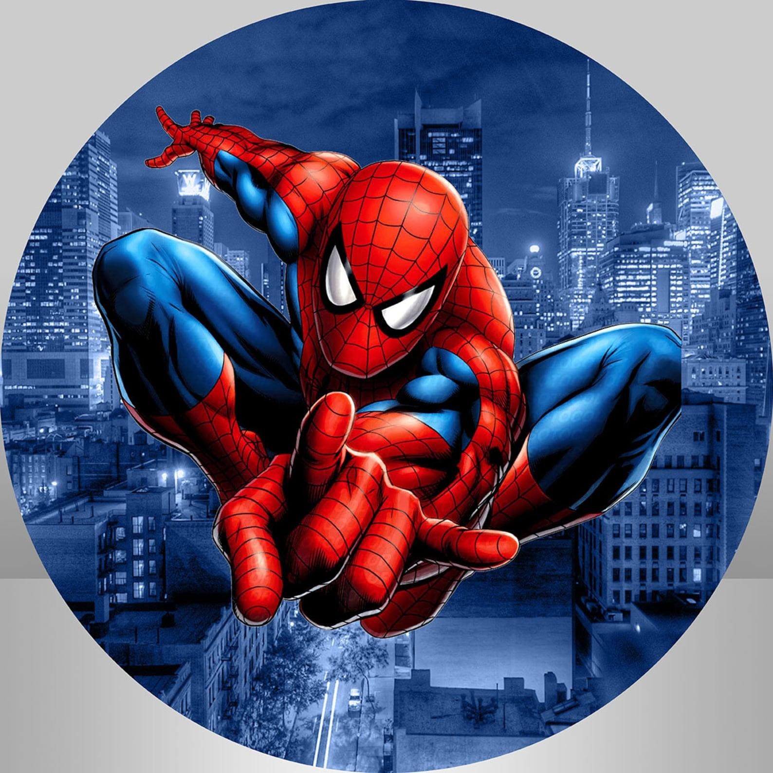 Spiderman Round Backdrop Superheros Hulk Banner Circle Cover Fabric ...