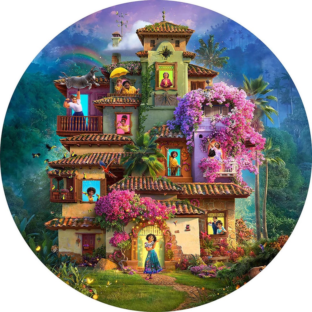 Encanto Birthday Round Backdrop Animal Cover Fabric Elastic Photo ...