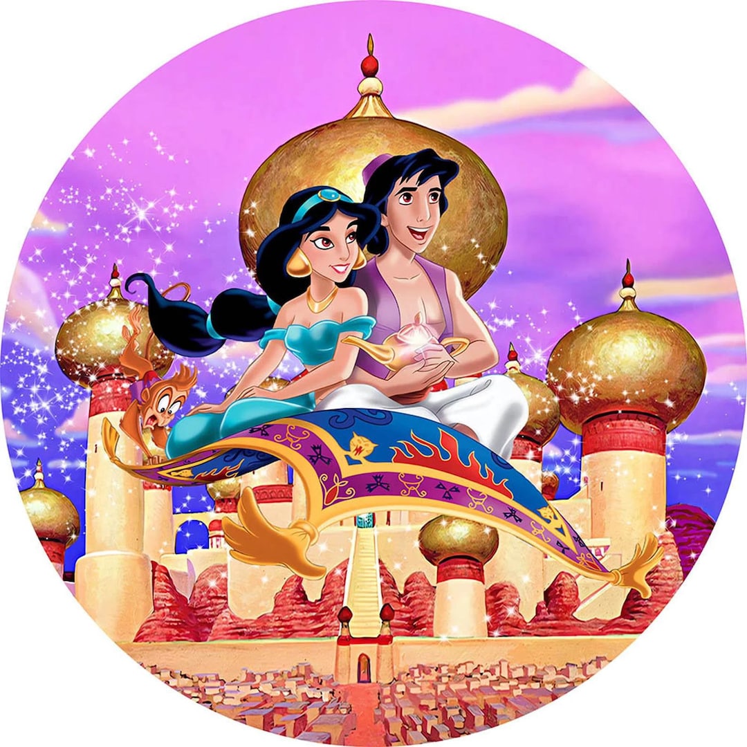 Aladdin Princess Jasmine Round Backdrop Cover Fabric Elastic Photo ...