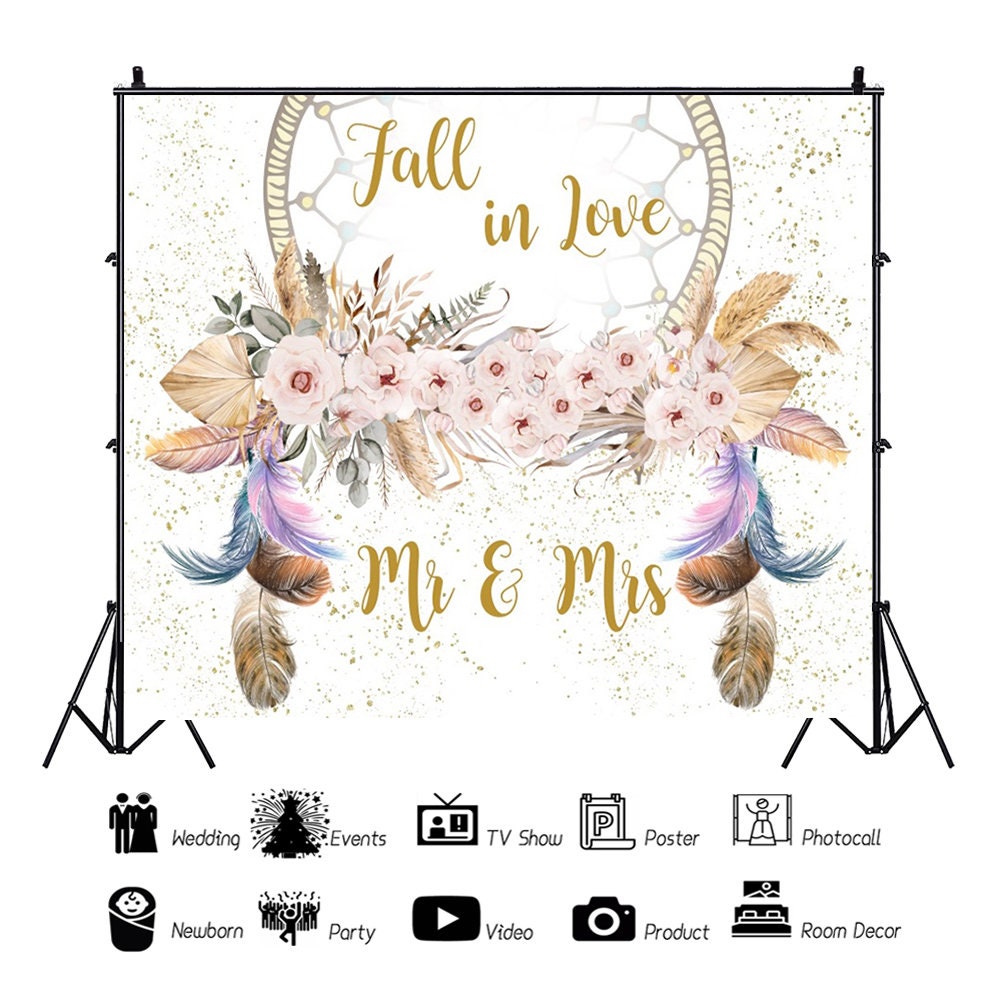 Fall in Love Backdrop, Fall Wedding Backdrop, Personalized Fall Party ...